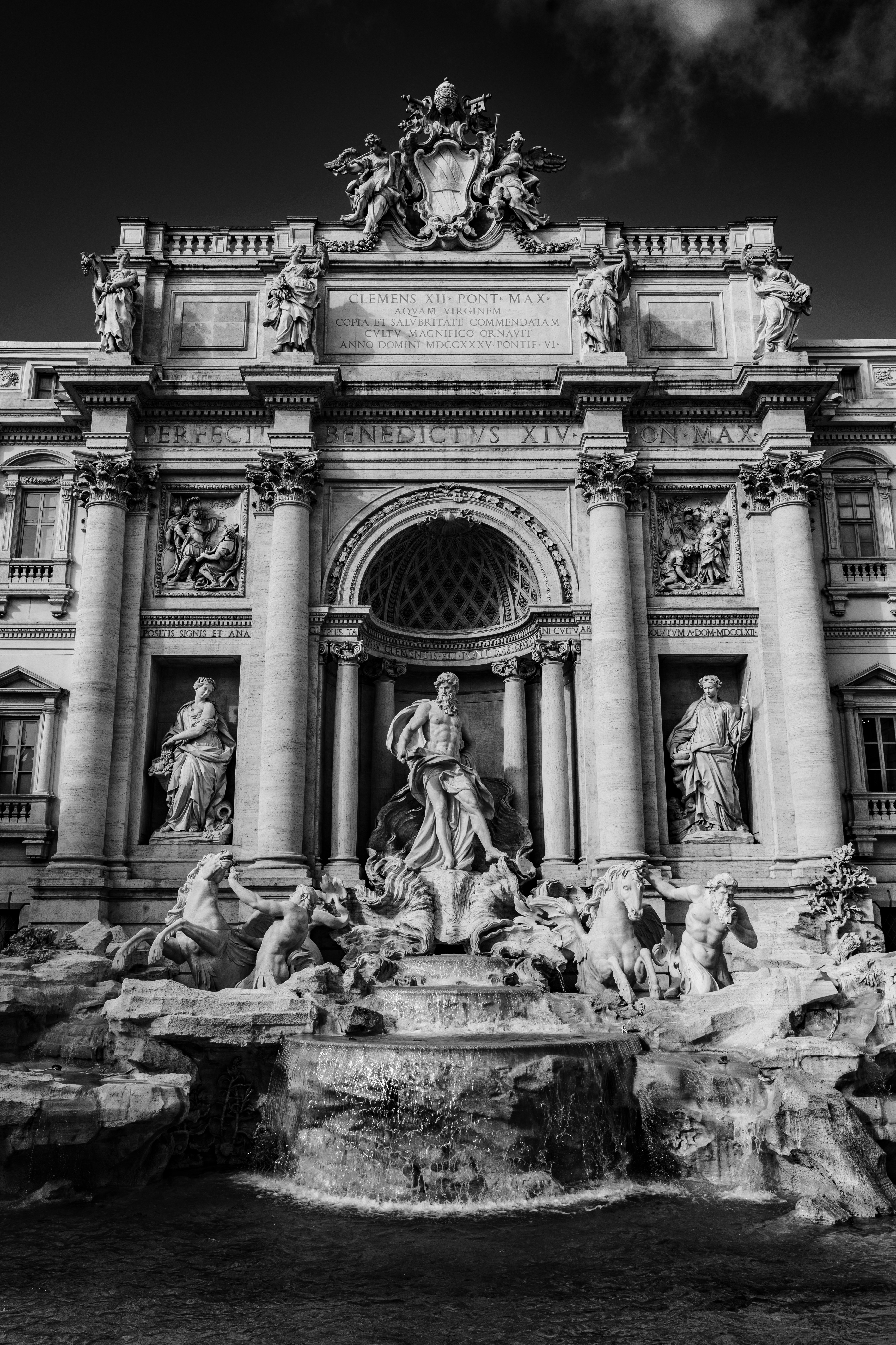 Baroque Facade Awakening: A Monumental Fountain Framing the Grand Arch
