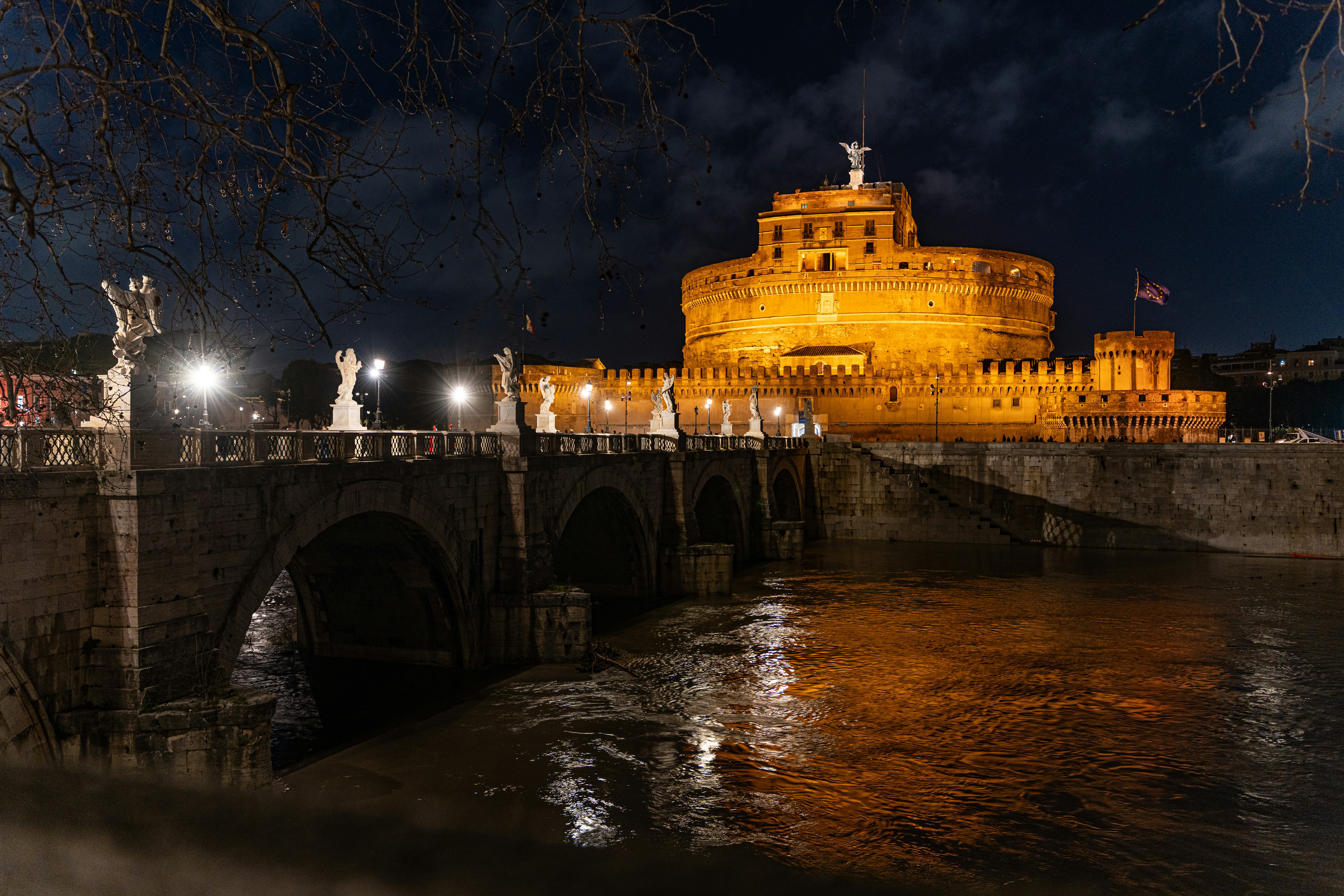 Golden Fortress: Rome by Night Across the Tiber