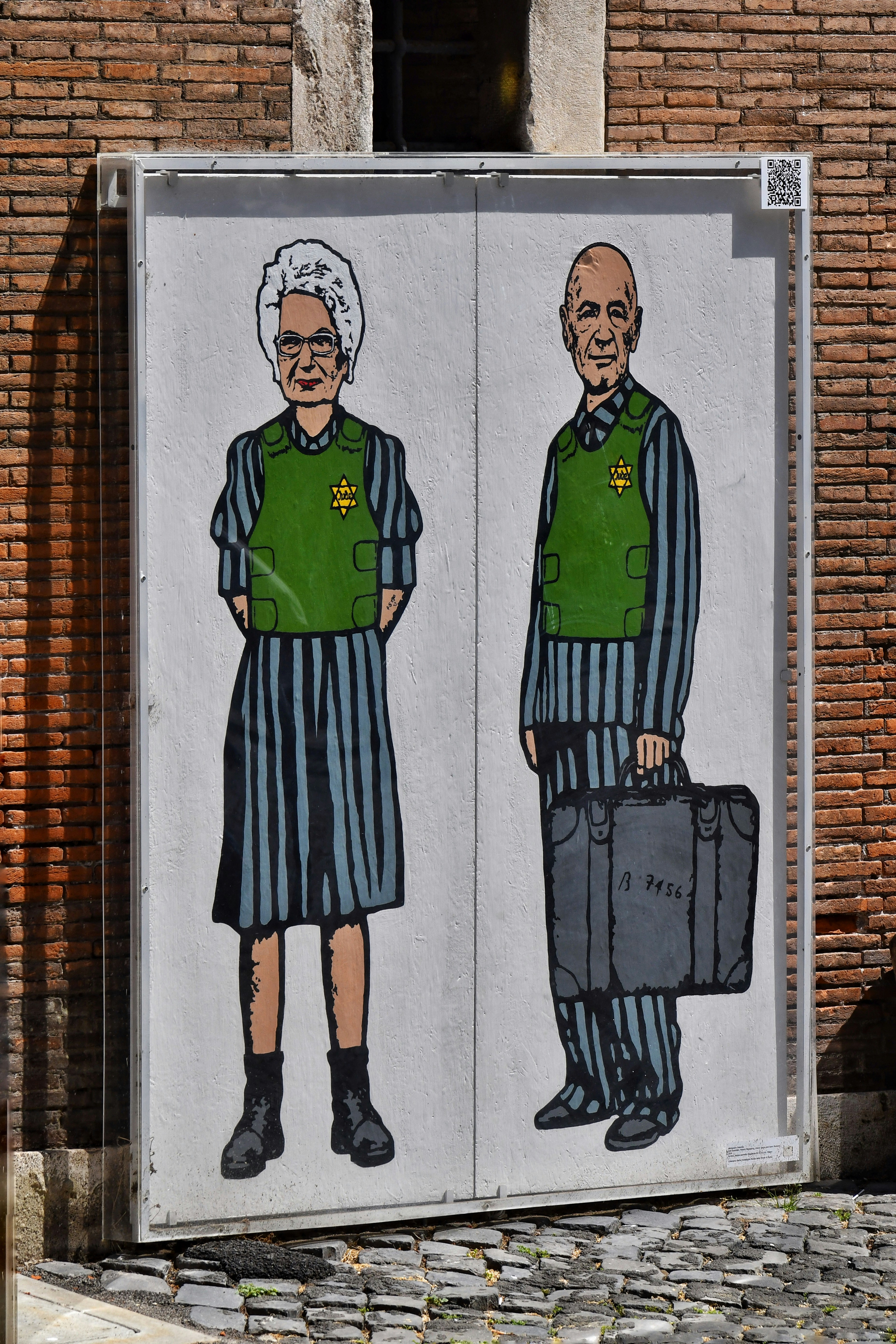 Two Uniformed Figures on a Painted Panel