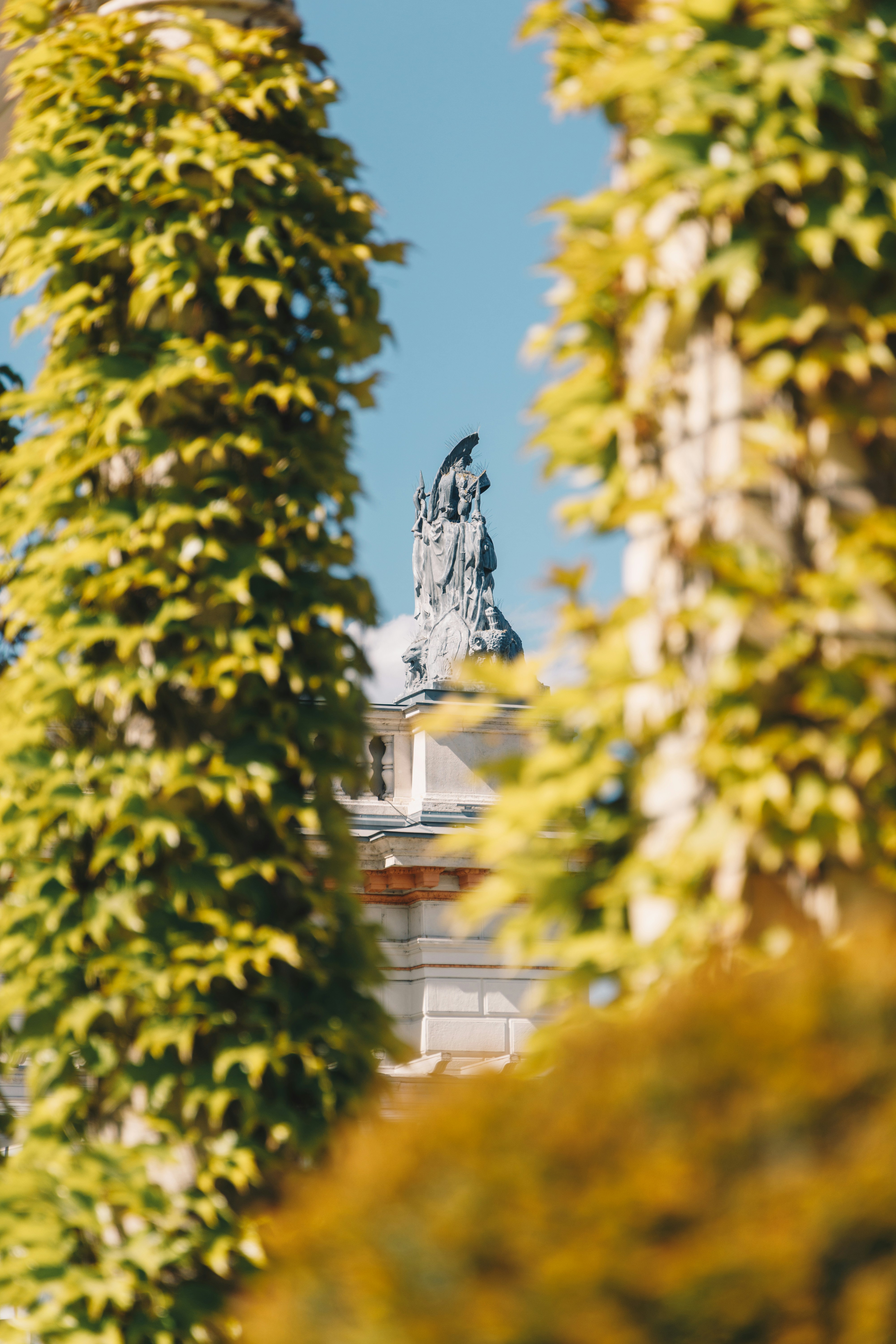 Statue Peak Through Cultivated Columns