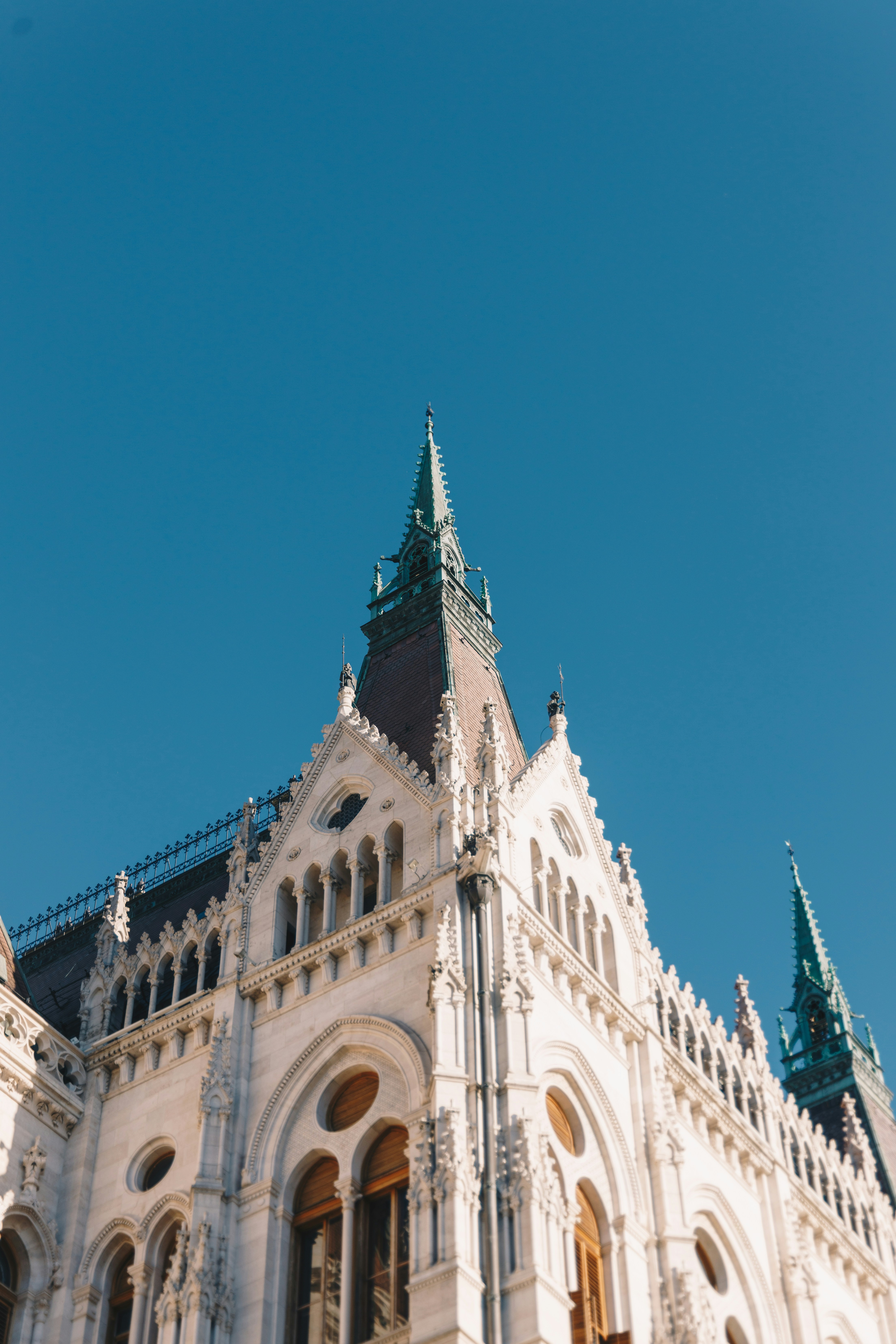 Gothic Spires Against a Clear Blue Sky
