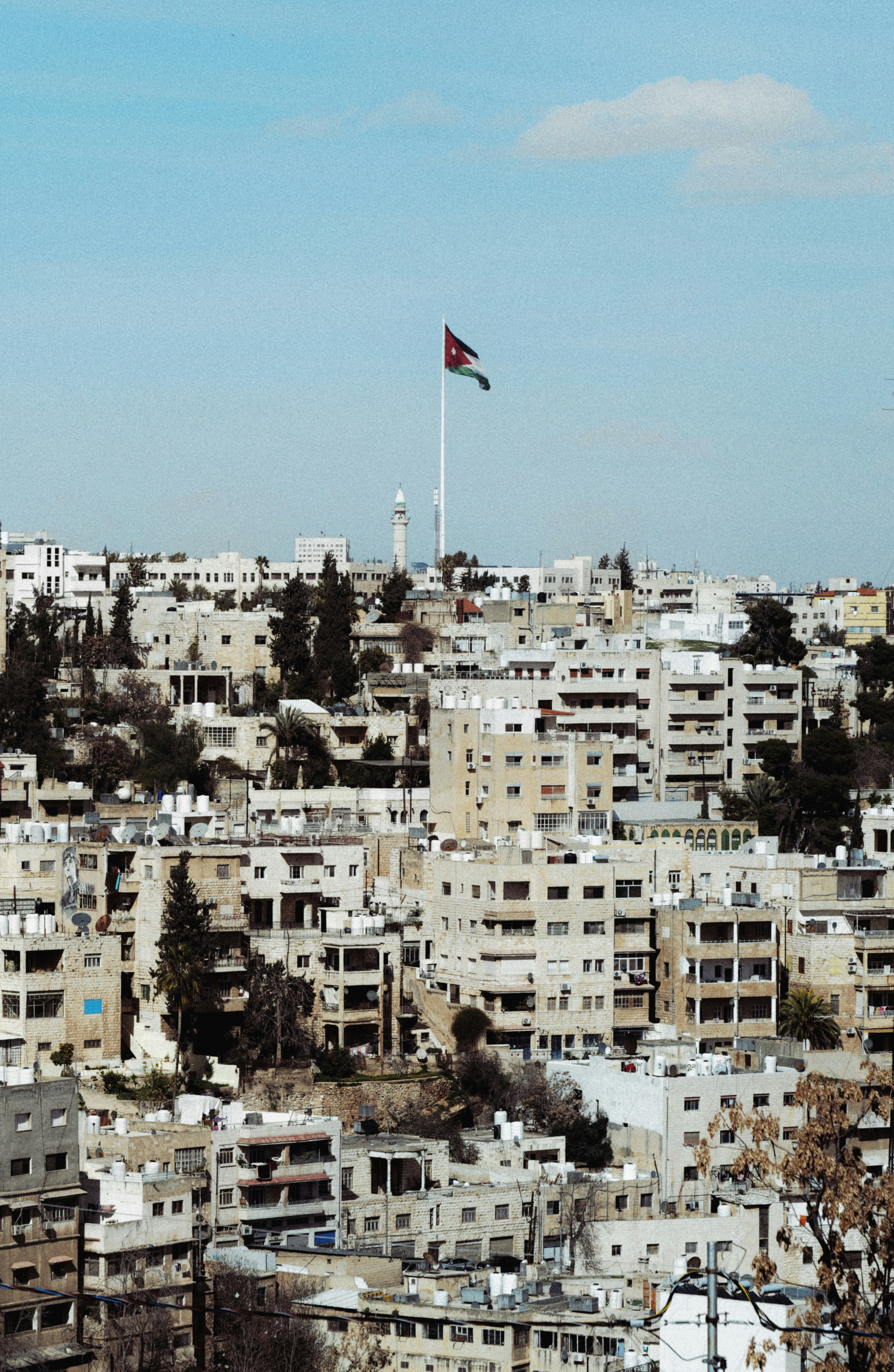Flag Over the White City: A Towering Emblem Above A Sea of Concrete