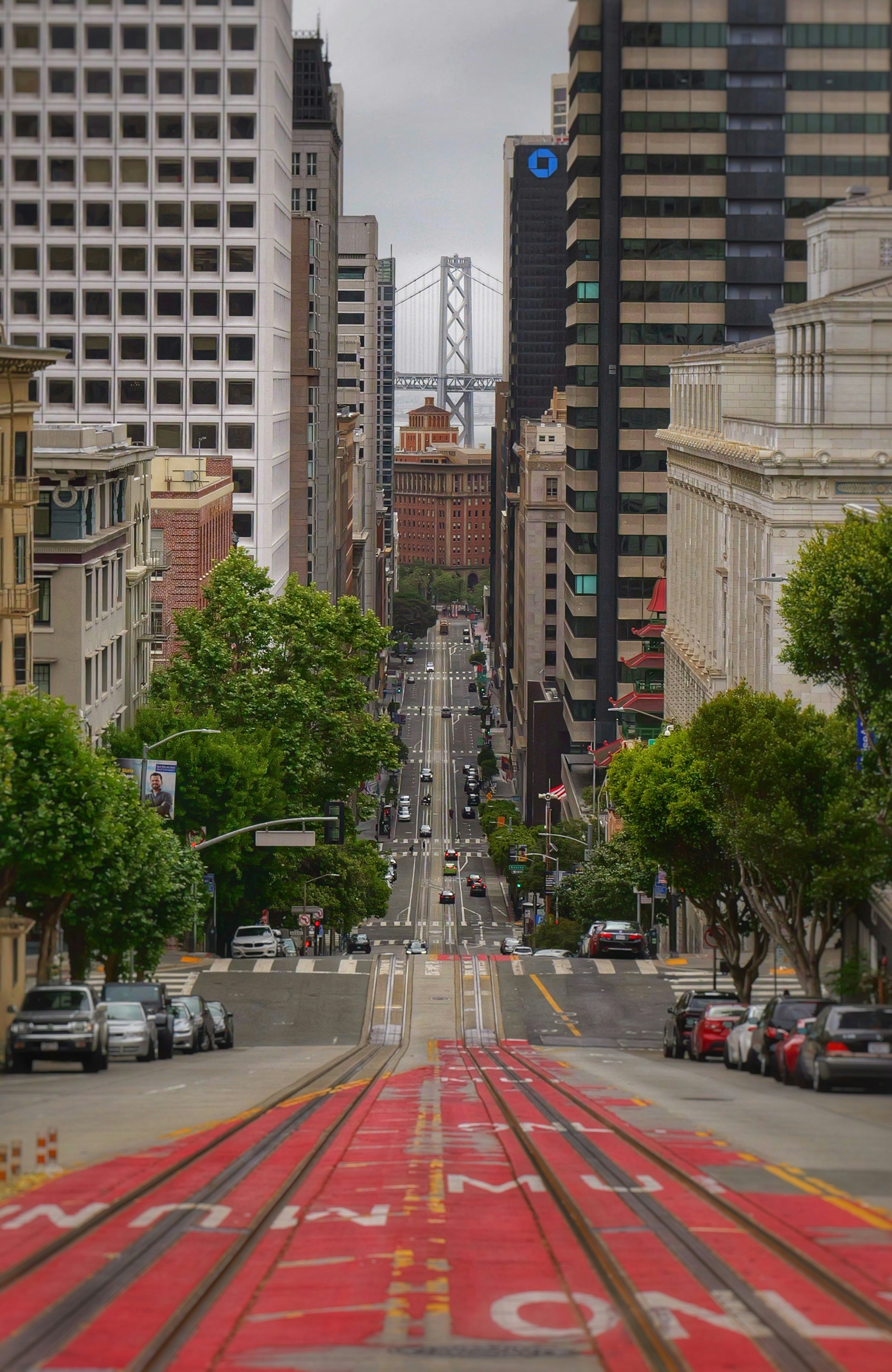 Rising Streetcar Tracks Toward the Bay Bridge