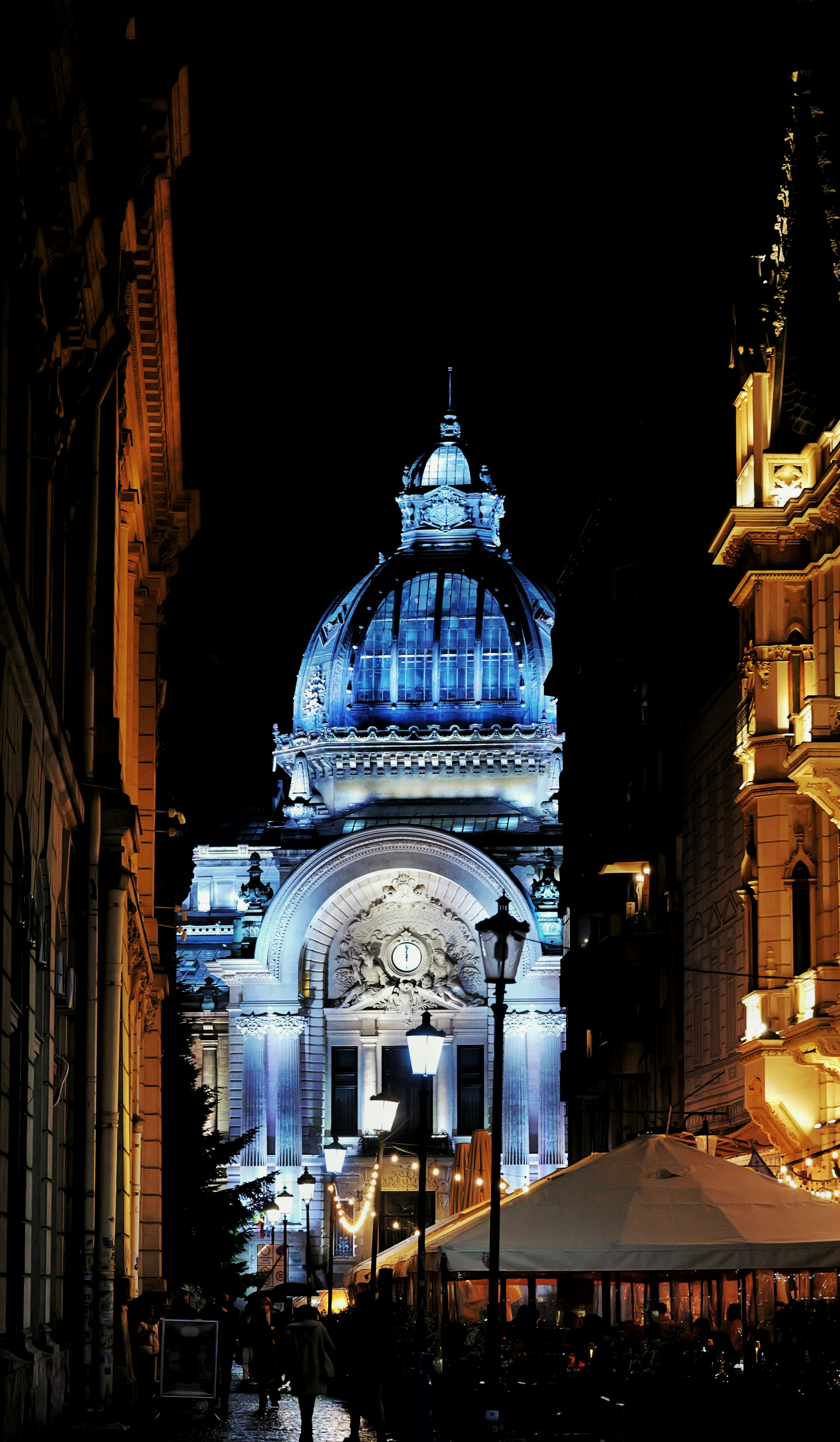 Midnight Cathedral Glow Between Narrow Facades