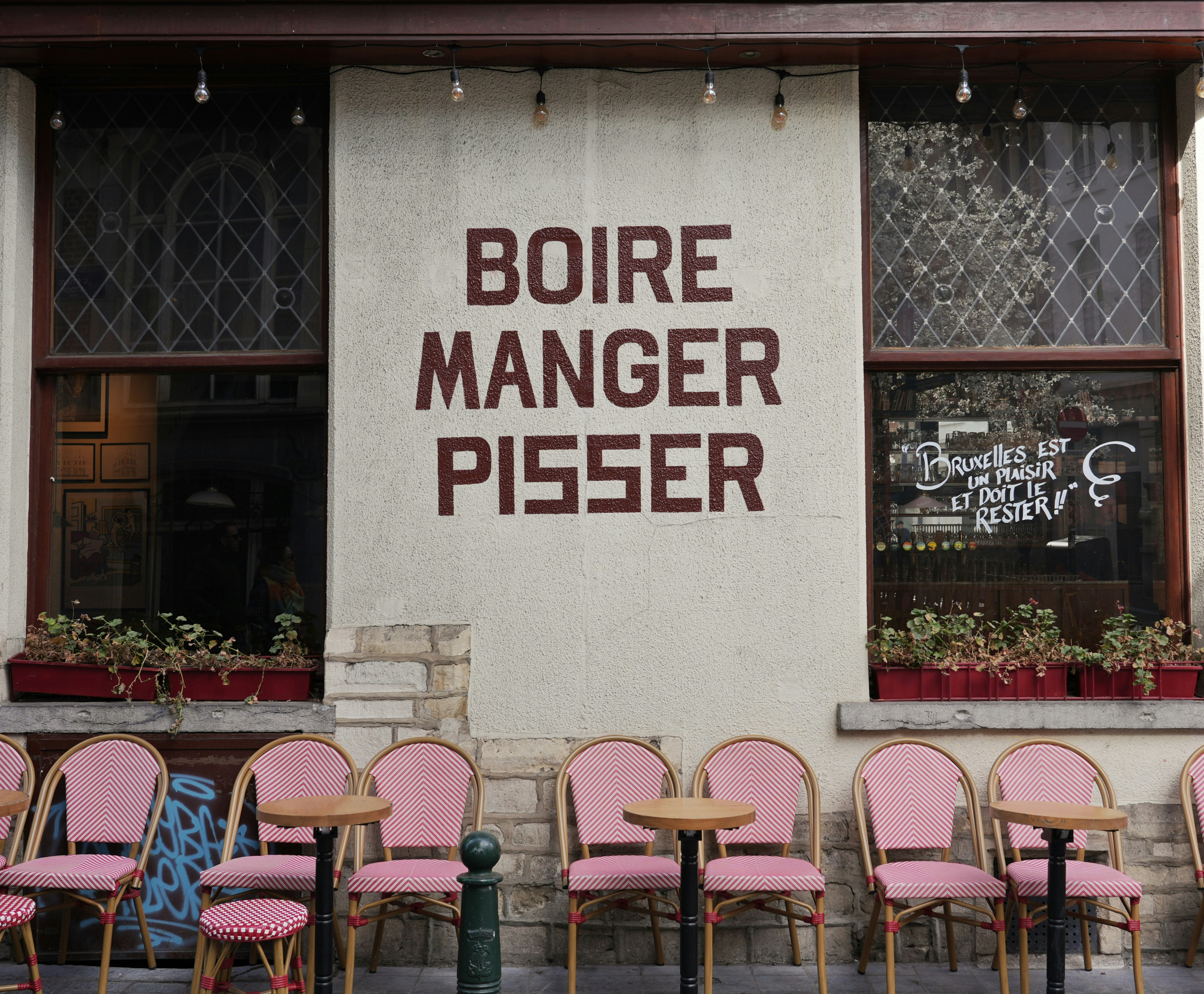 Cafe Front with Pink Bistro Chairs
