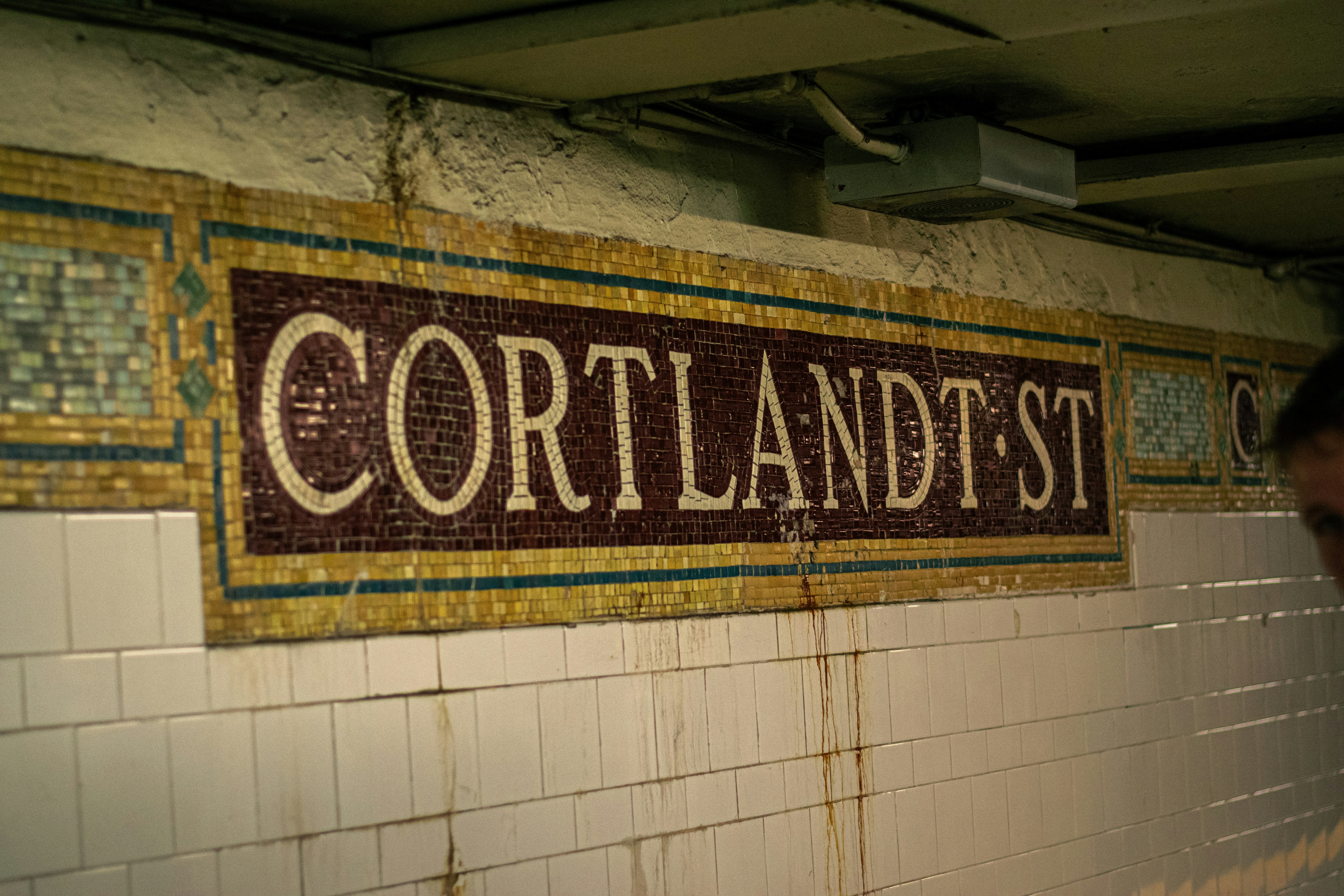 Cortlandt Street Mosaic in Weathered Subterranean Light
