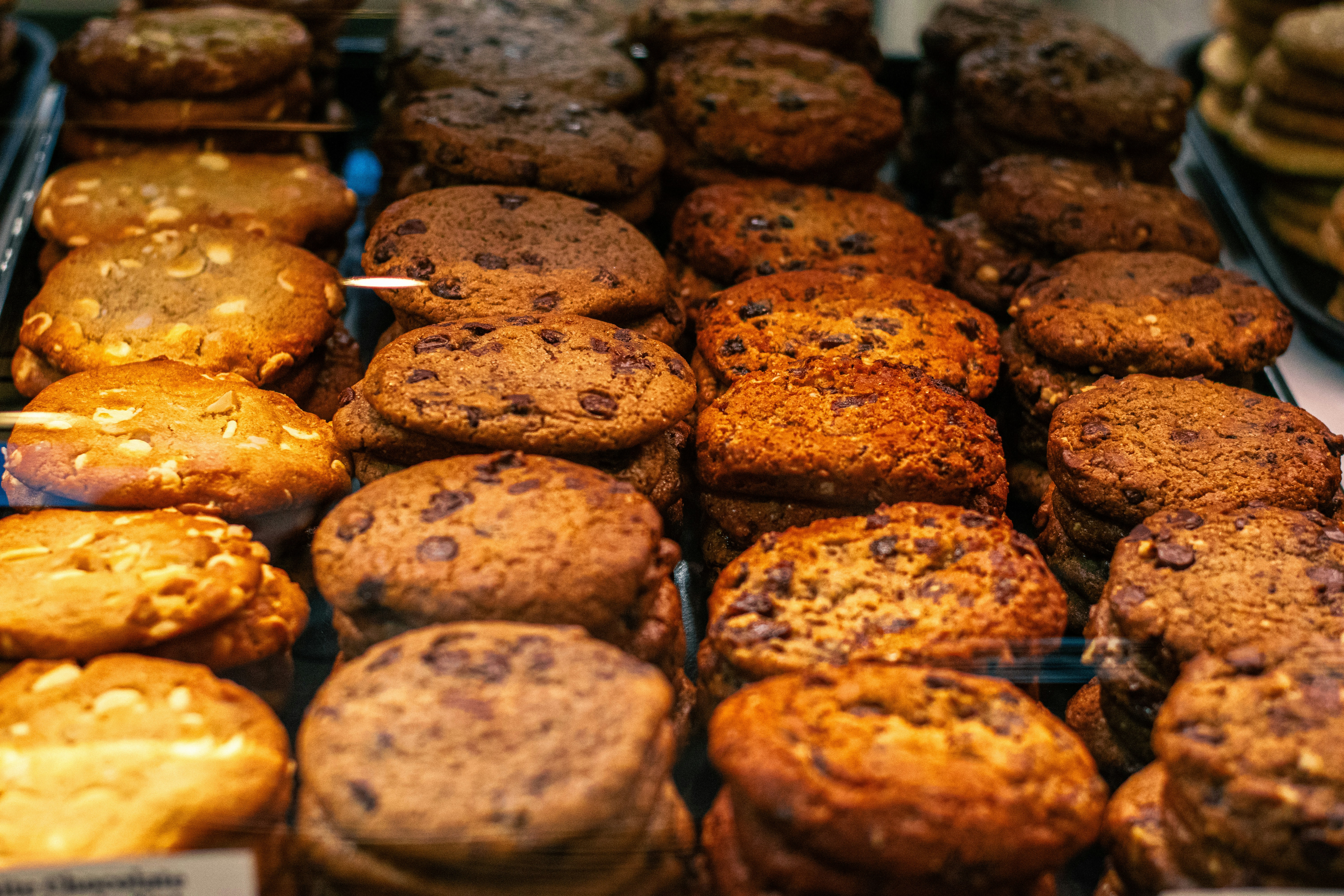 Serried Rows of Golden-Brown Cookies: A Bakery Display