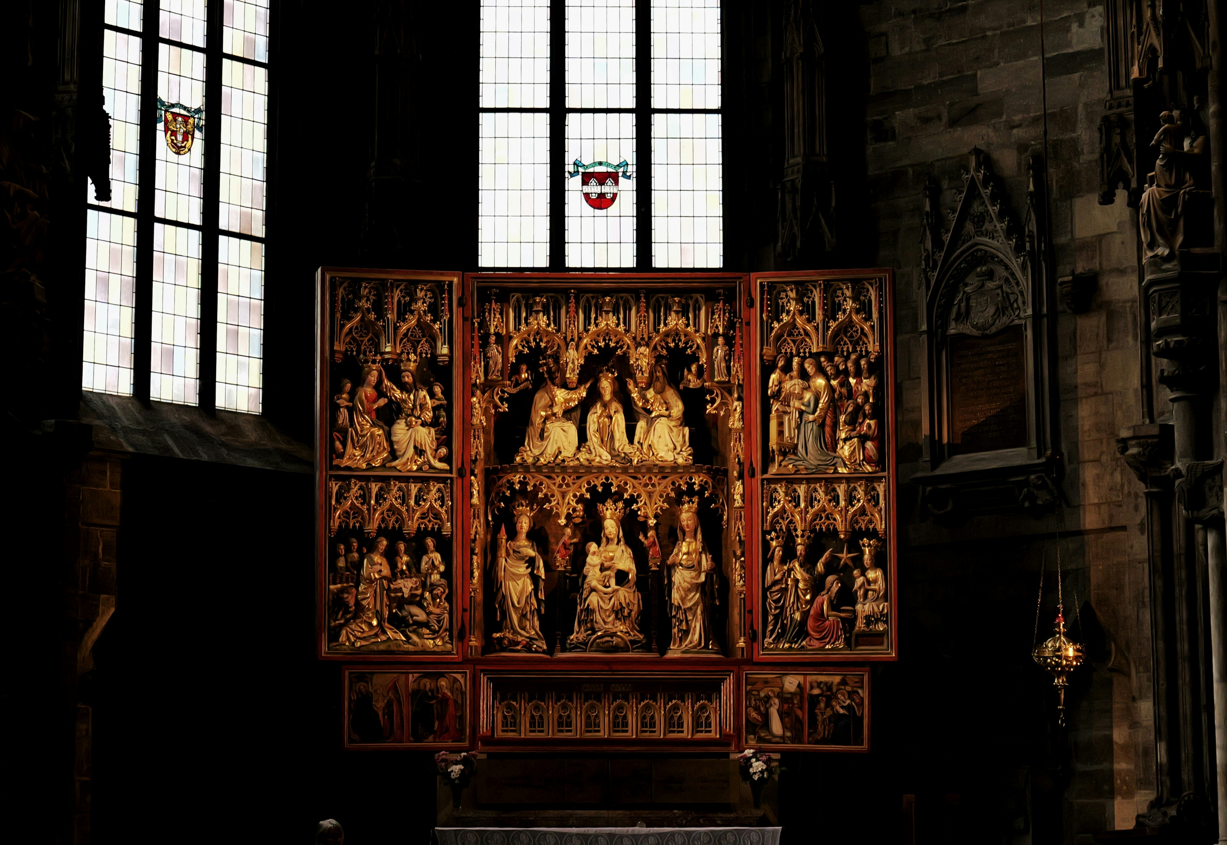 Gilded Shrine: A Medieval Triptych Illuminated by Quiet Stained Glass