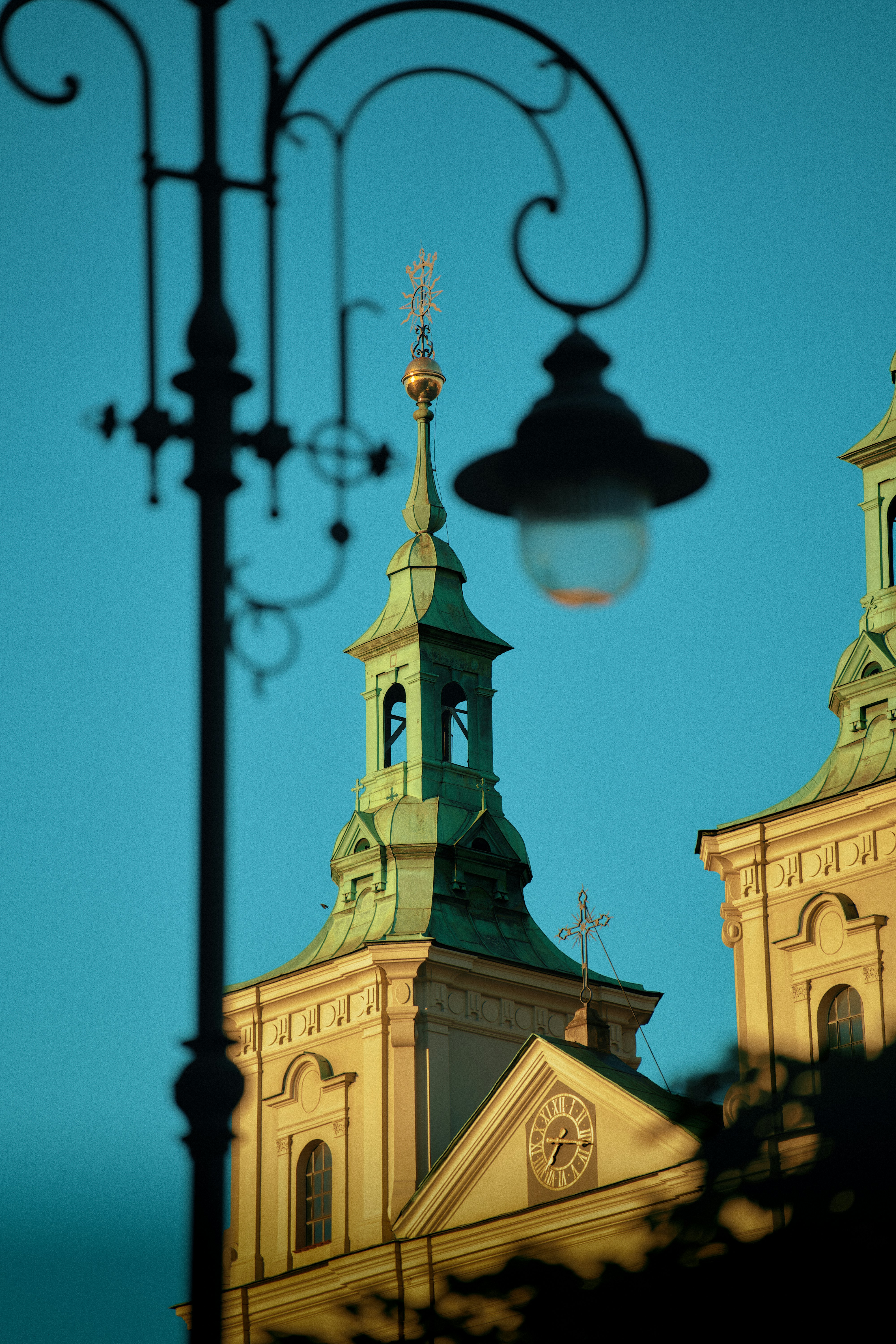 Golden Spires Against a Cyan Sky