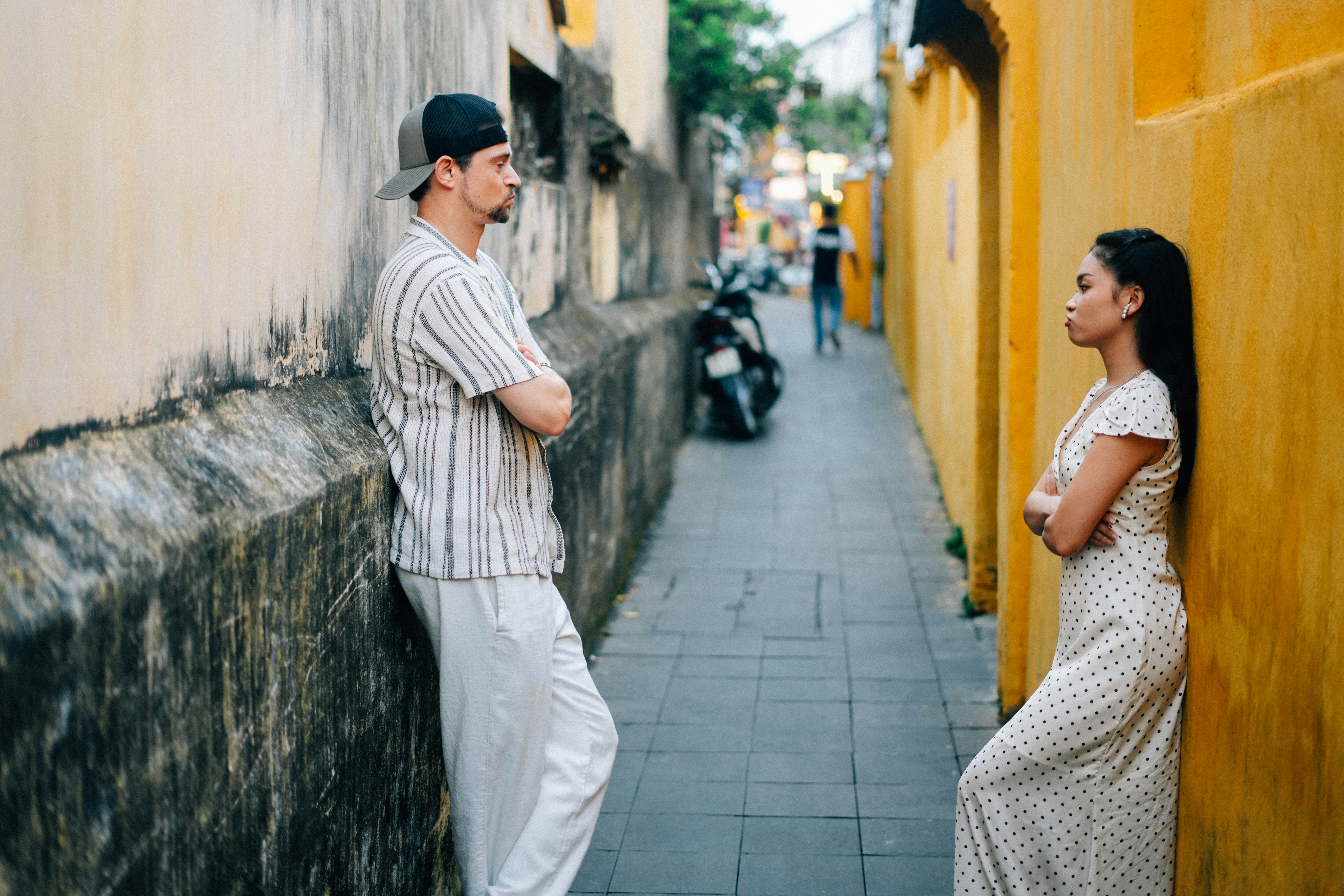 Two Strangers in a Narrow Hue-Toned Alley