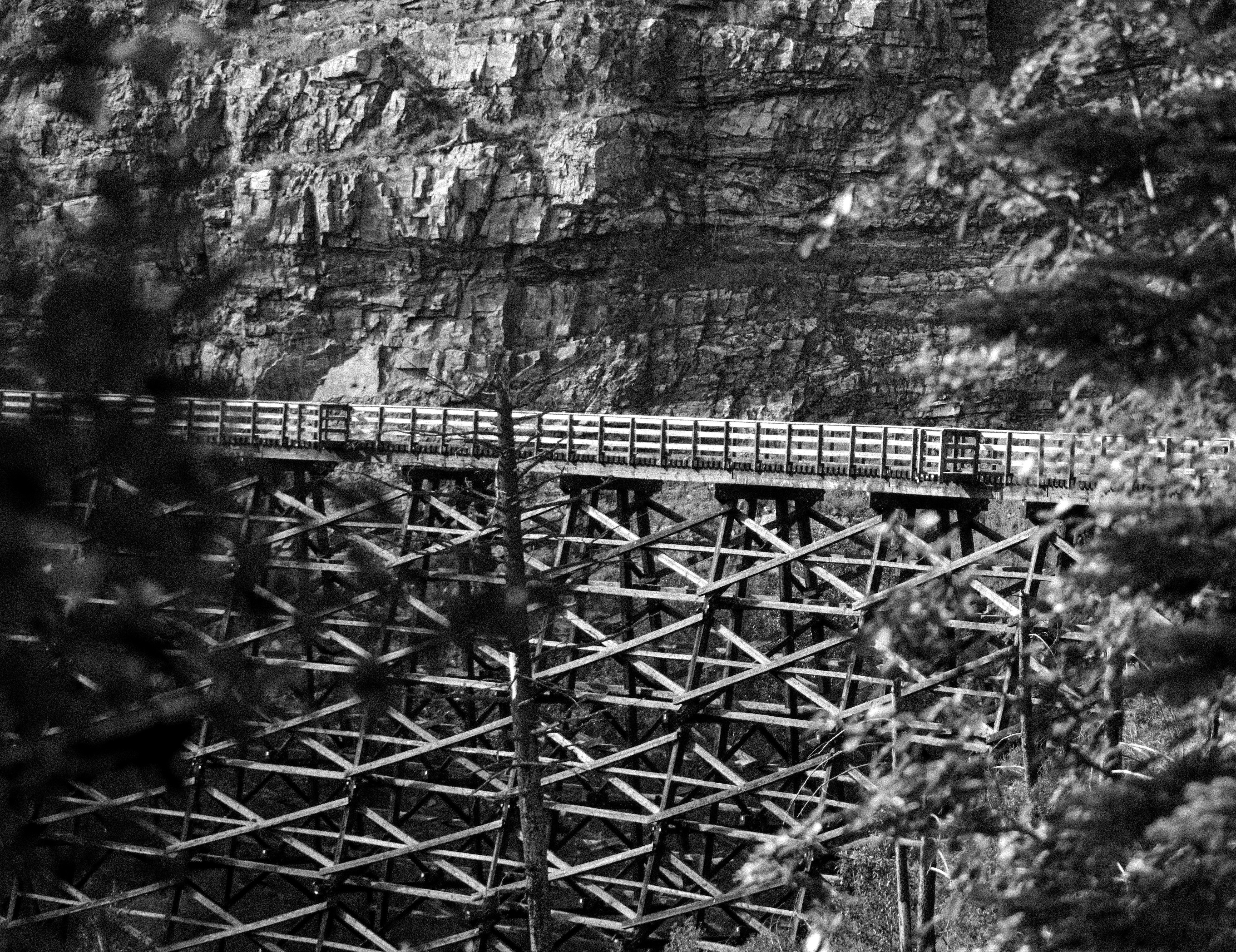 Timber Trestle over a Cliff: A Tangle of Lines