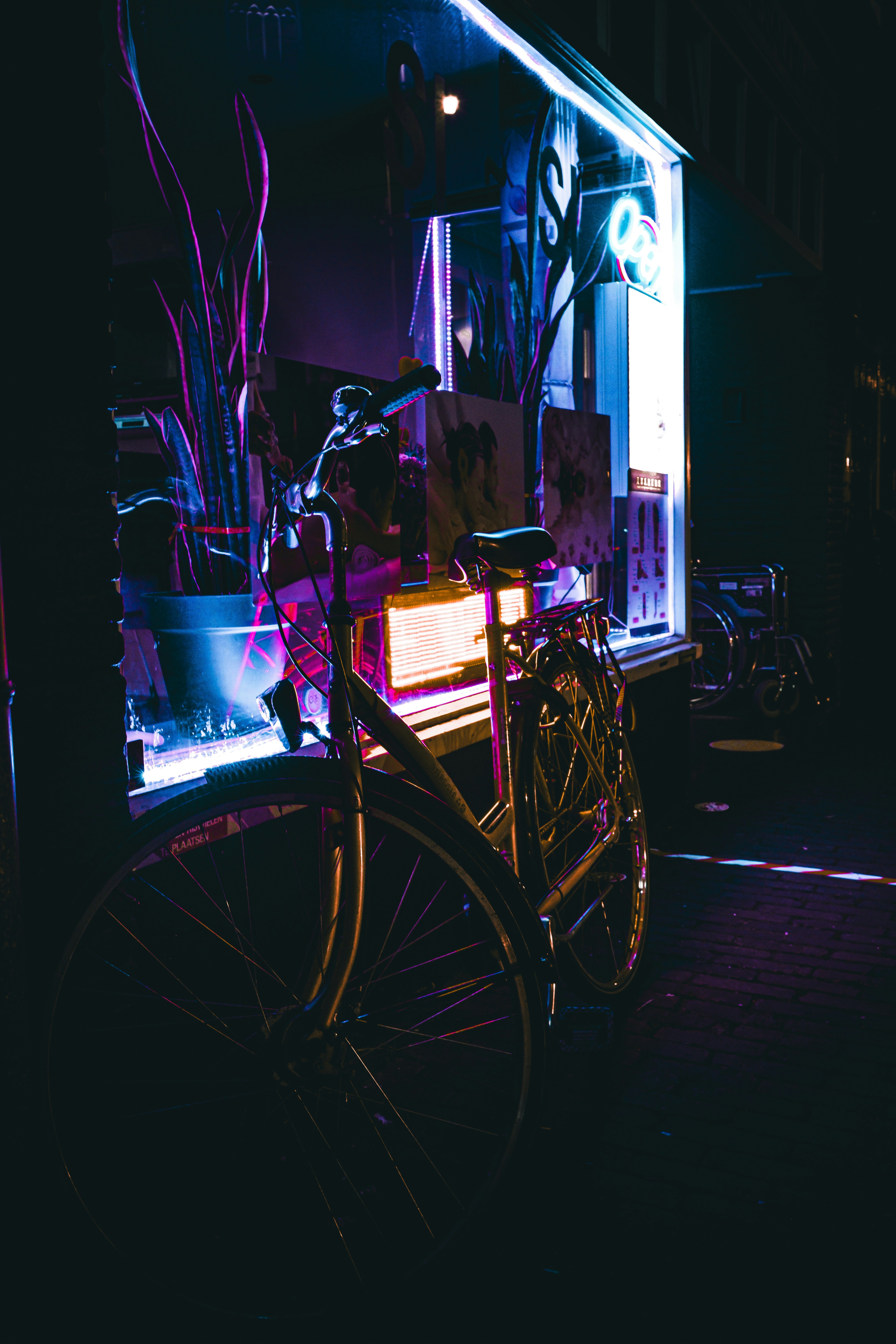 Neon Bicycle at the Neon-Backlit storefront