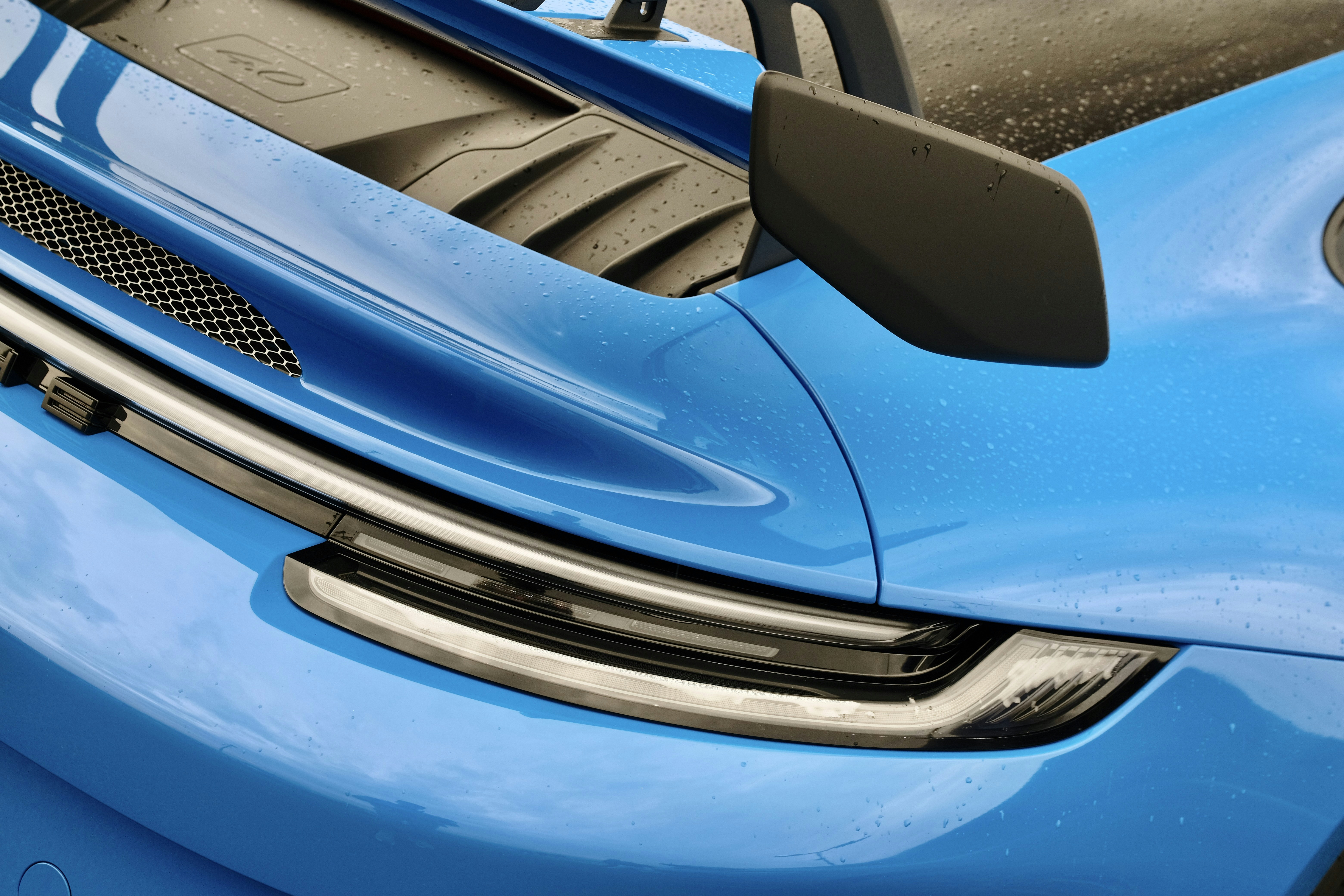 Blue Lamborghini-Esque Curves: The Front Edge in Focus