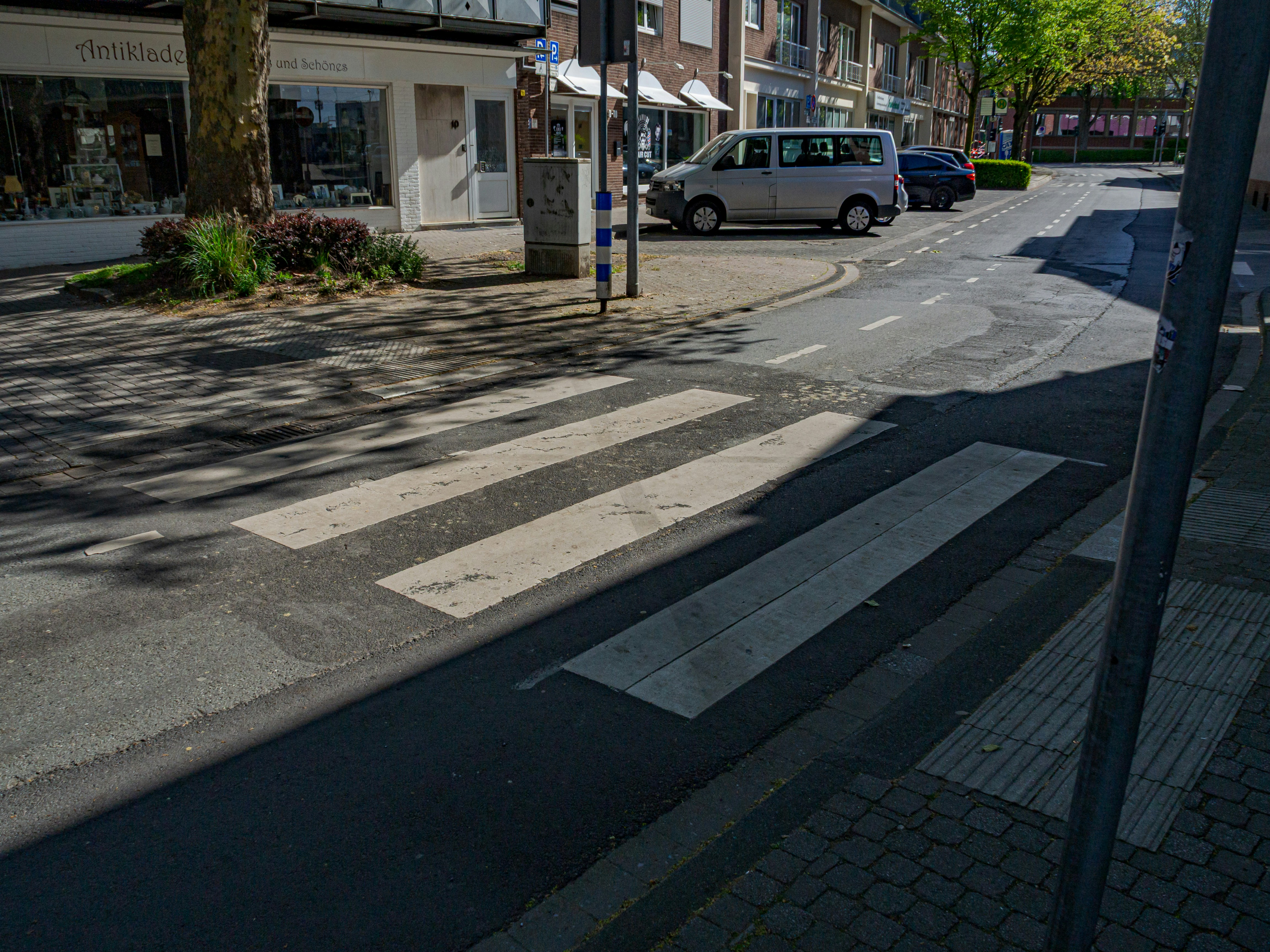 Crosswalk Shadows on a Quiet City Street