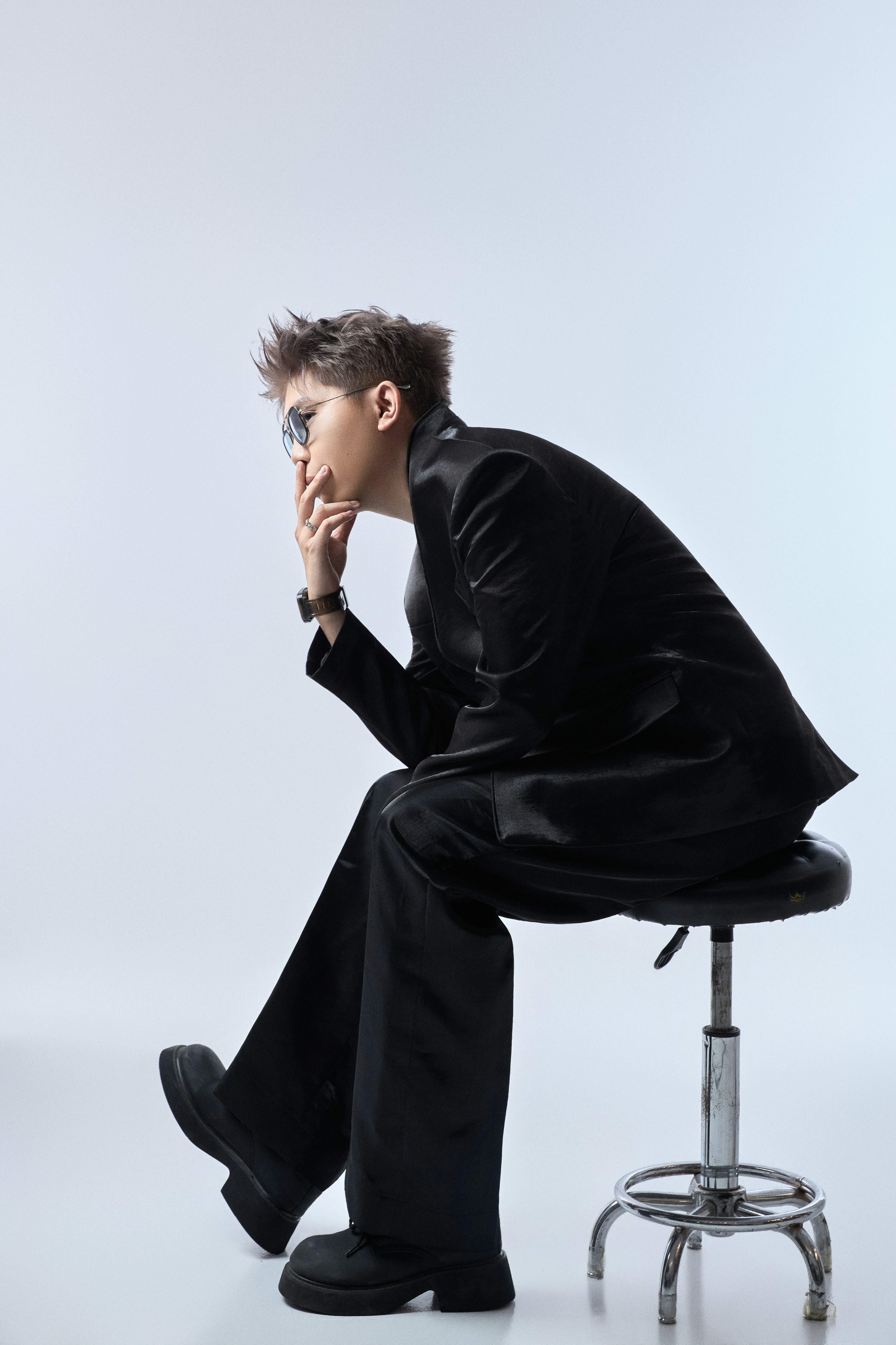 Thinking in Black: Poised and Pensive in Velvet Suit