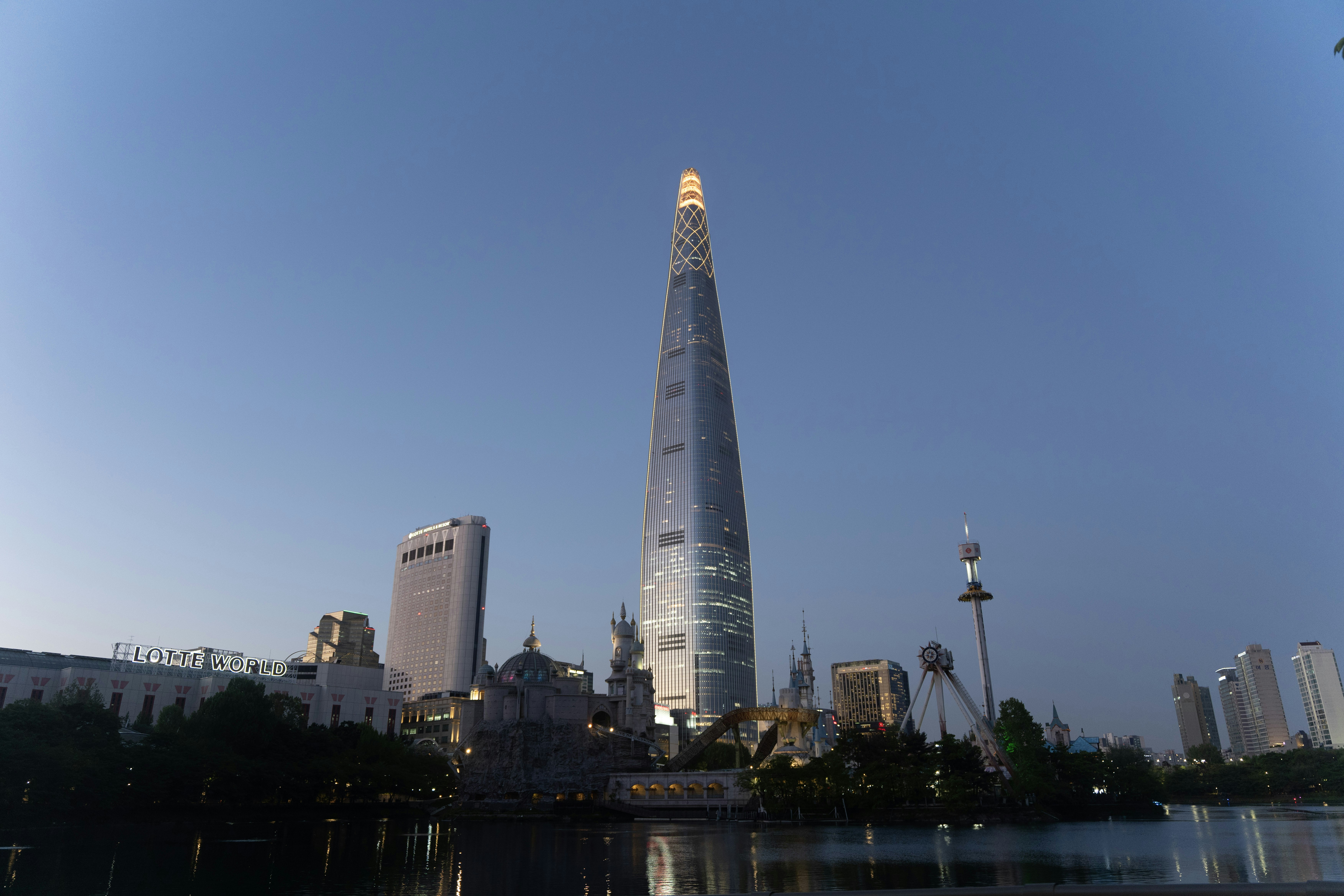 Shimmering Skyline: The Tower Reaches the Evening Sky