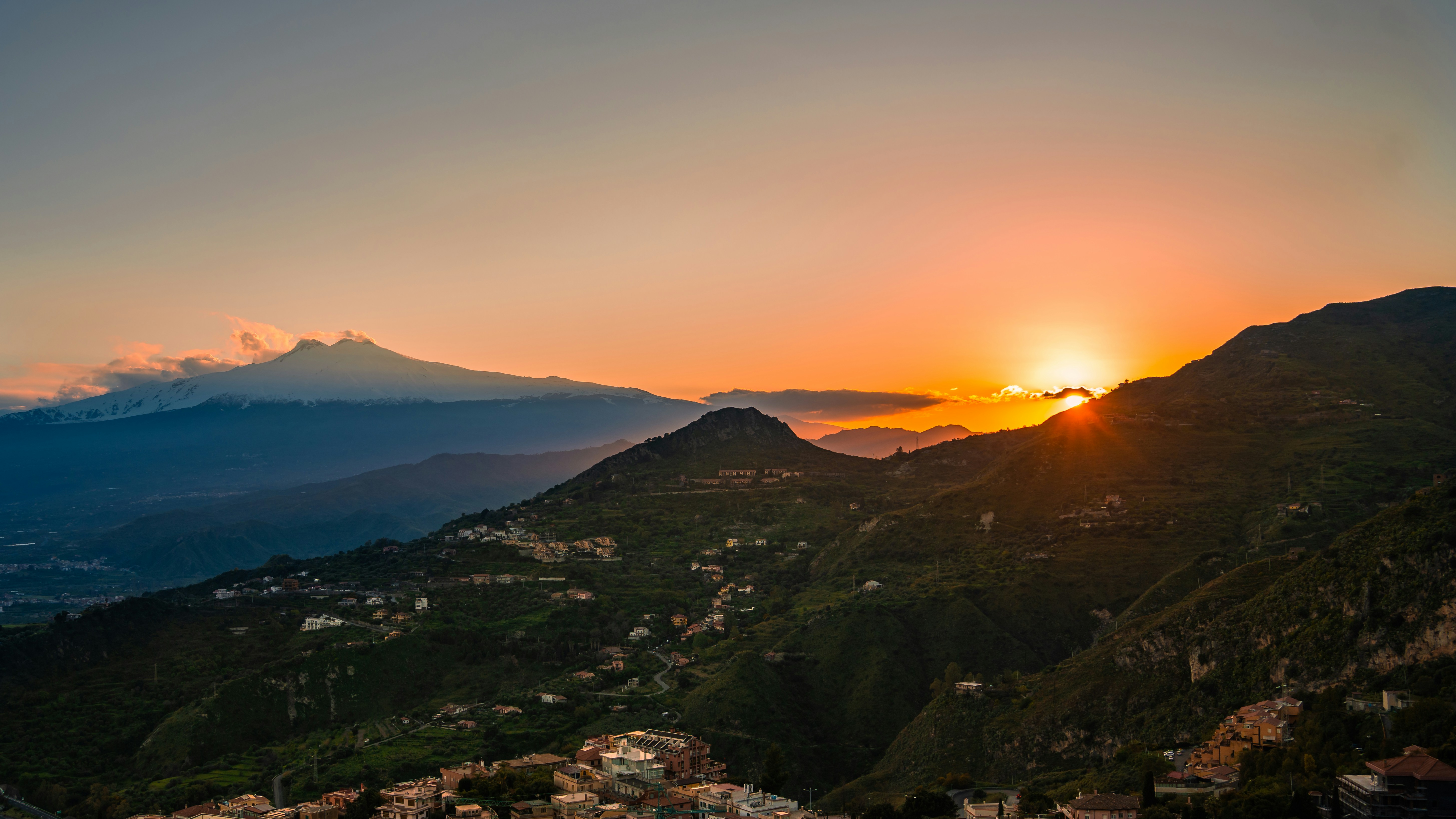 Sunset Over Terraced Hillsides