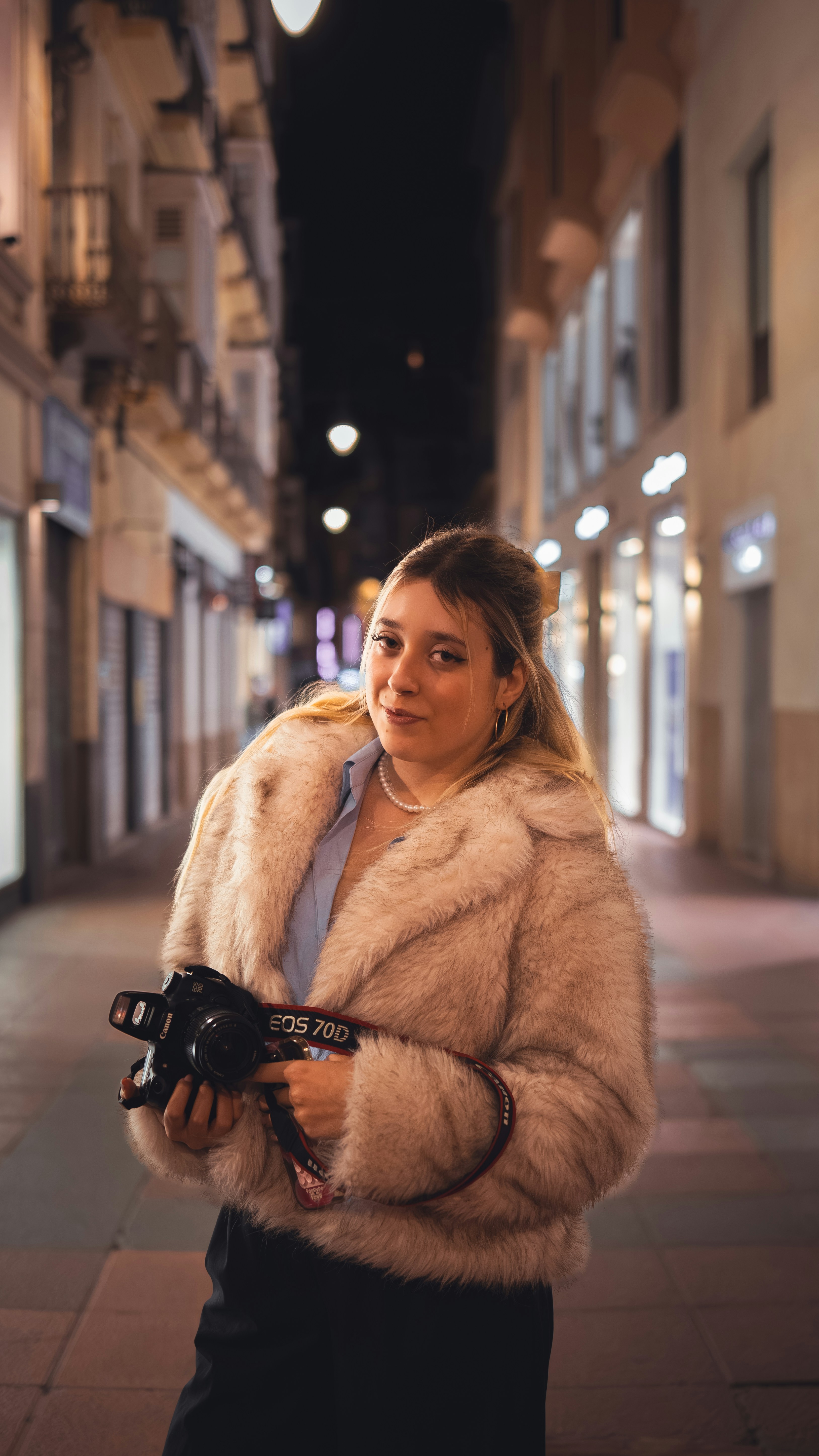 City Night Portrait: The Velvet Coat and a Quiet Canon