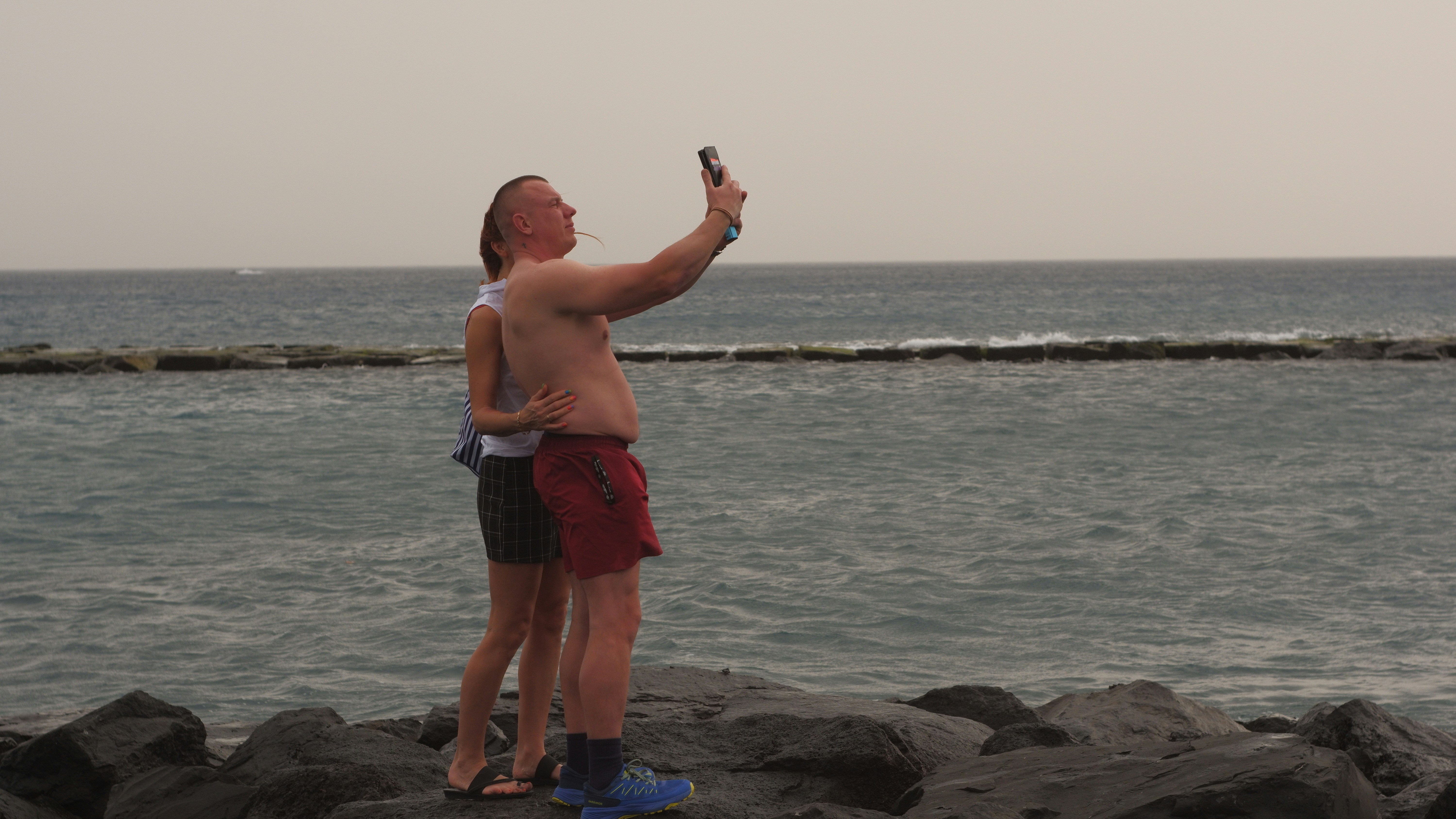 Selfie on the Breakwater: Shared Moment by the Sea