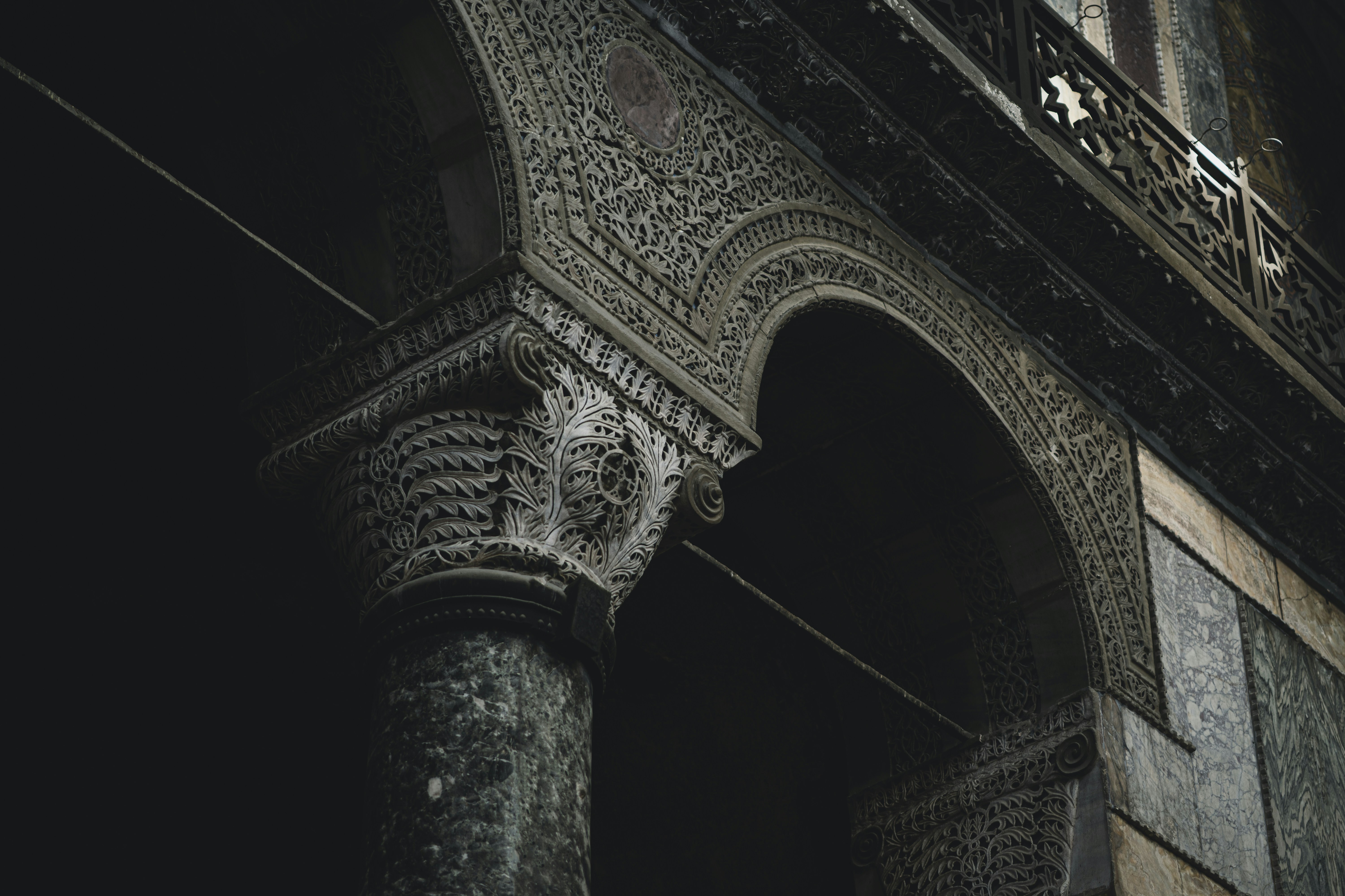Dark Archway carved in ornate stonework