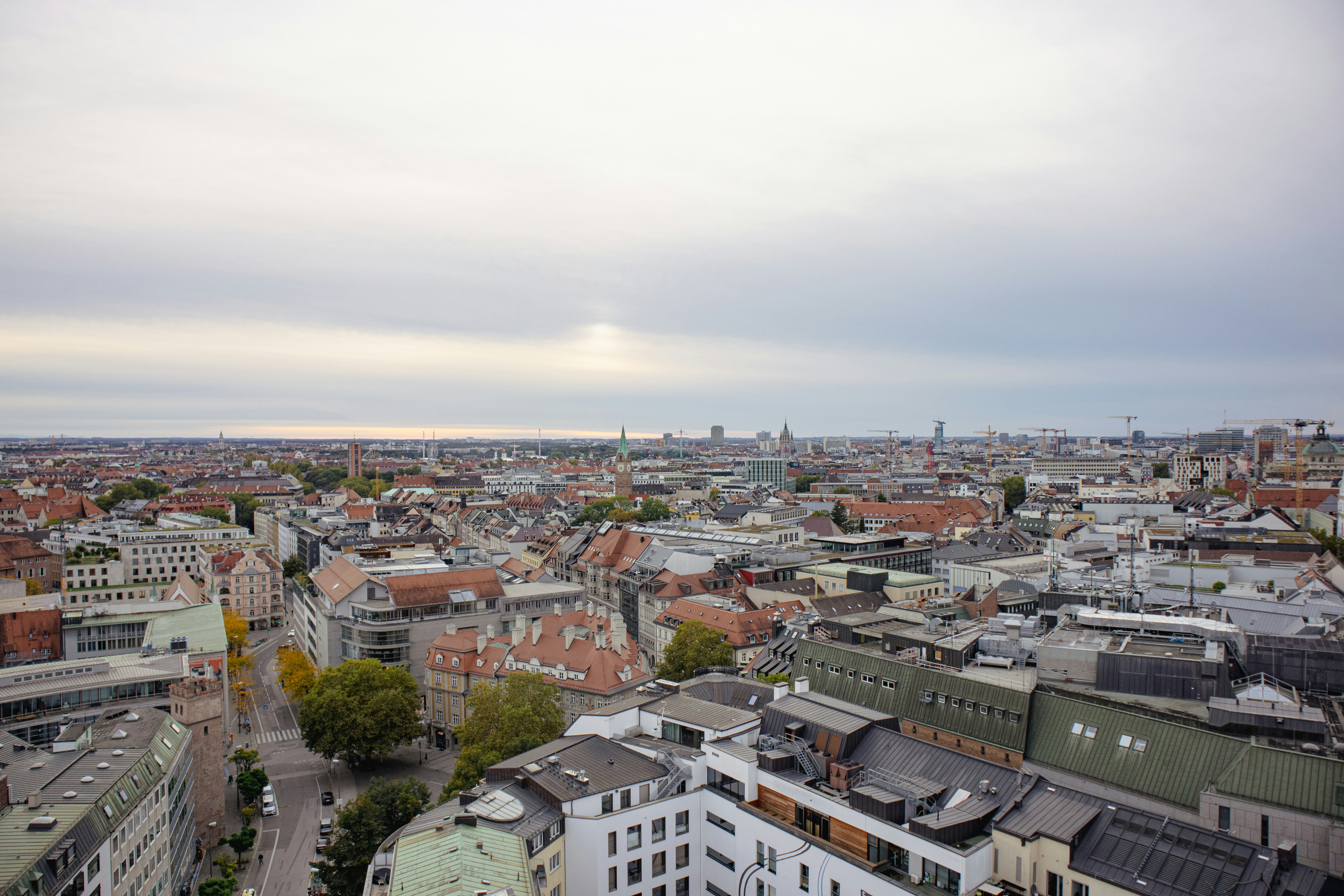 A Quiet Dawn Over a European Roofscape