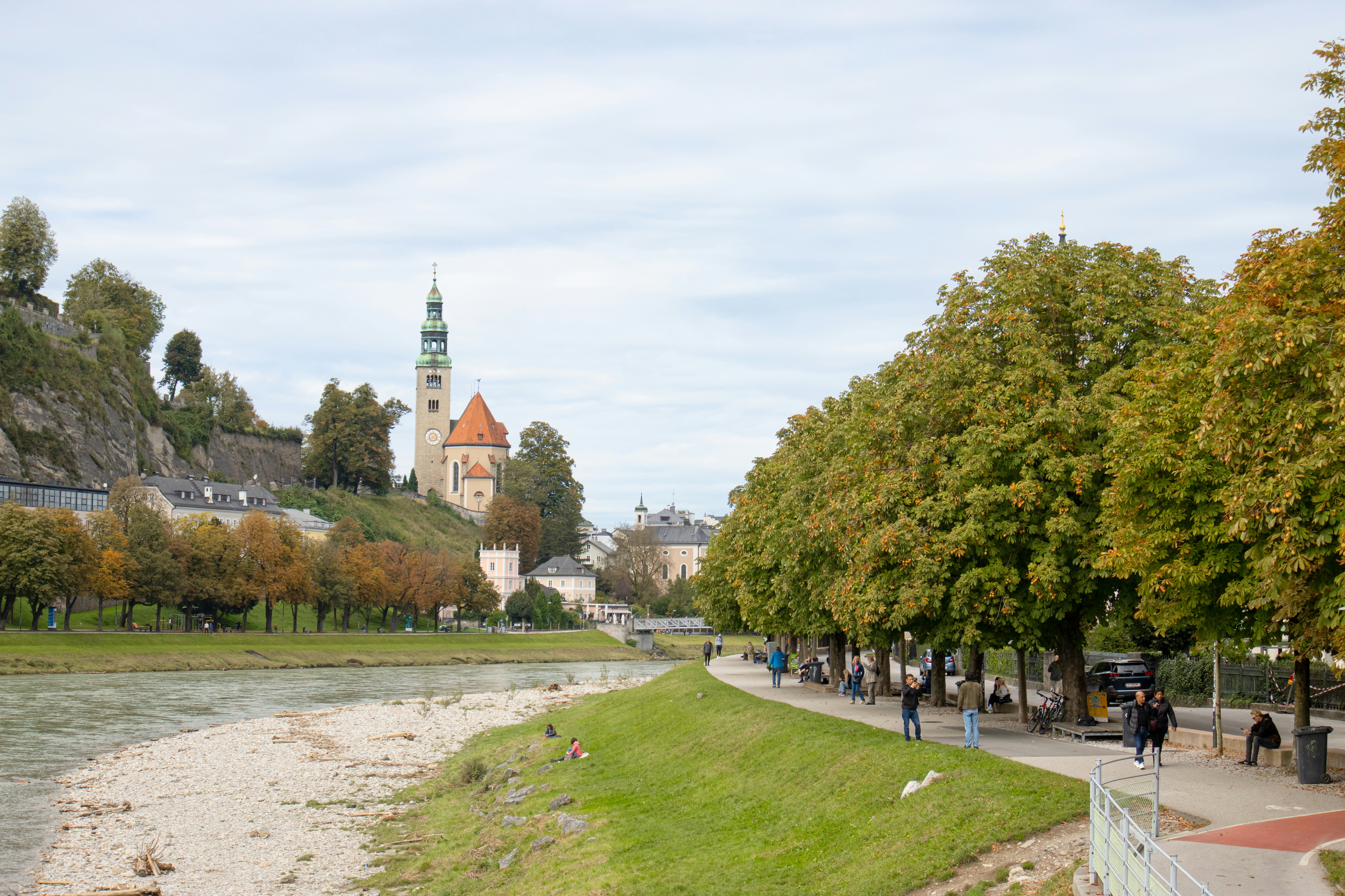 Riverside Townscape Leading to a Clocktower
