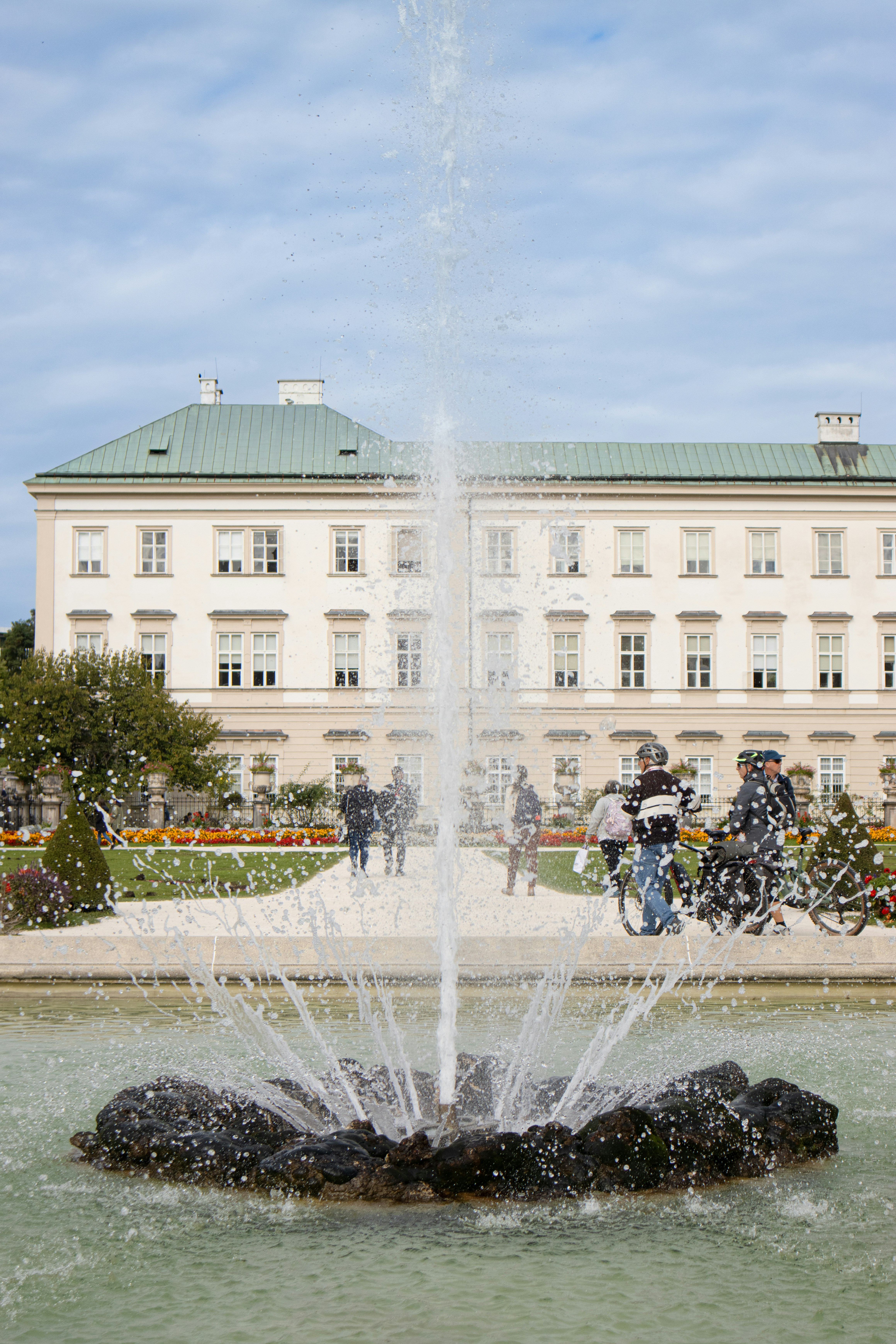 Central Fountain in Front of a Neoclassical Equable Facade