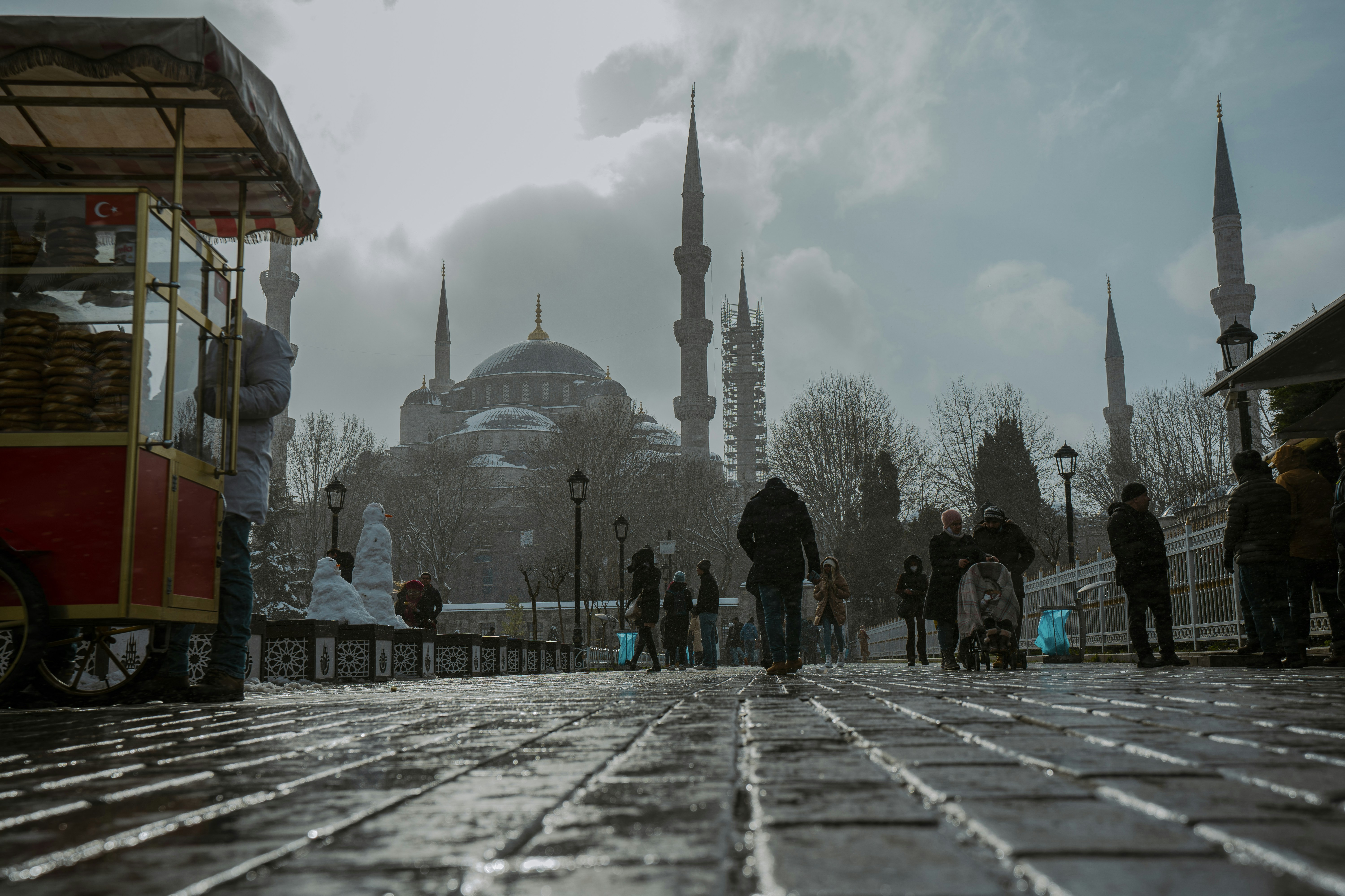 Icebound Bosphorus: A Snow-Blanketed Istiklal Stroll beneath Minarets