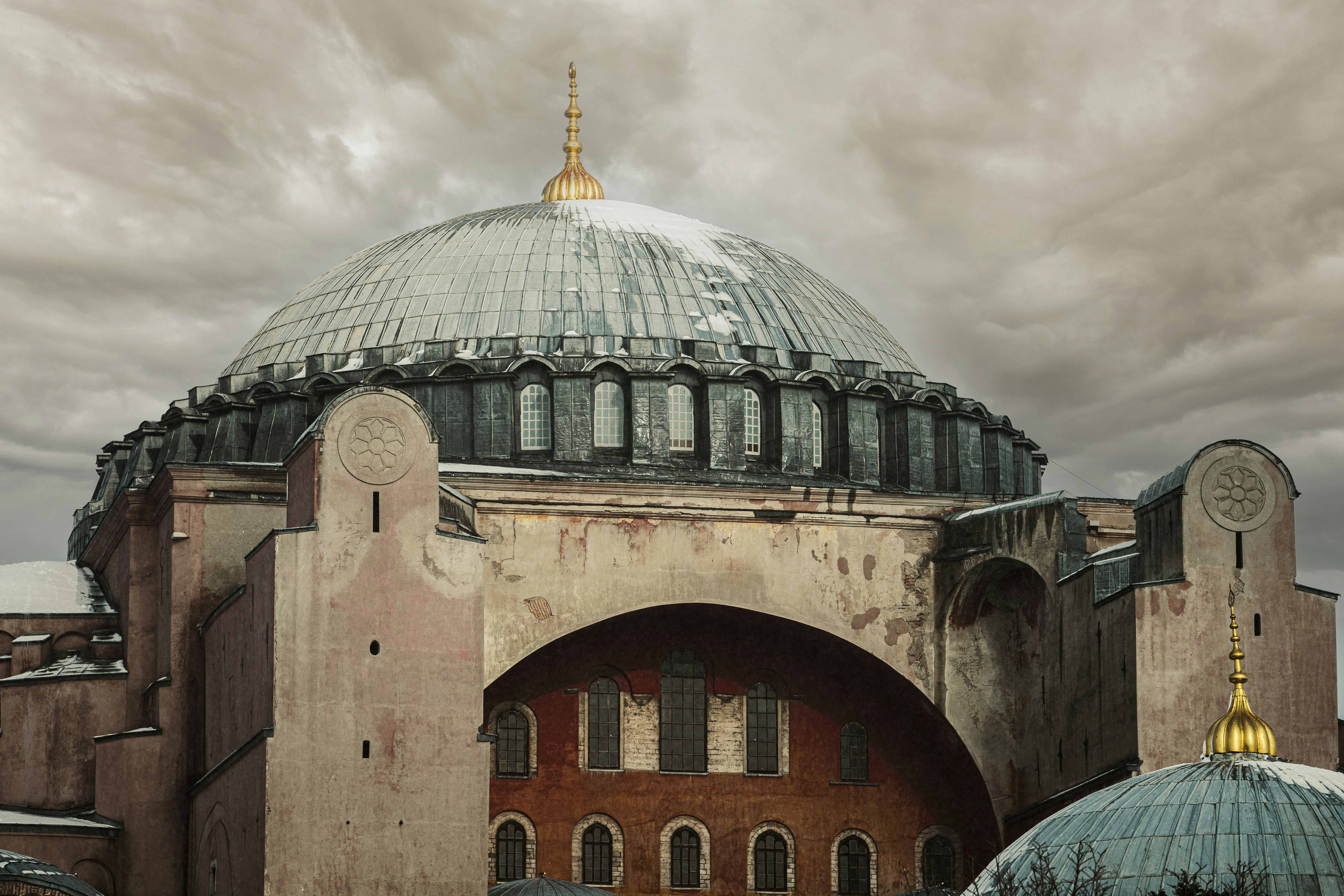 Domed Cathedral Between Stormy Clouds