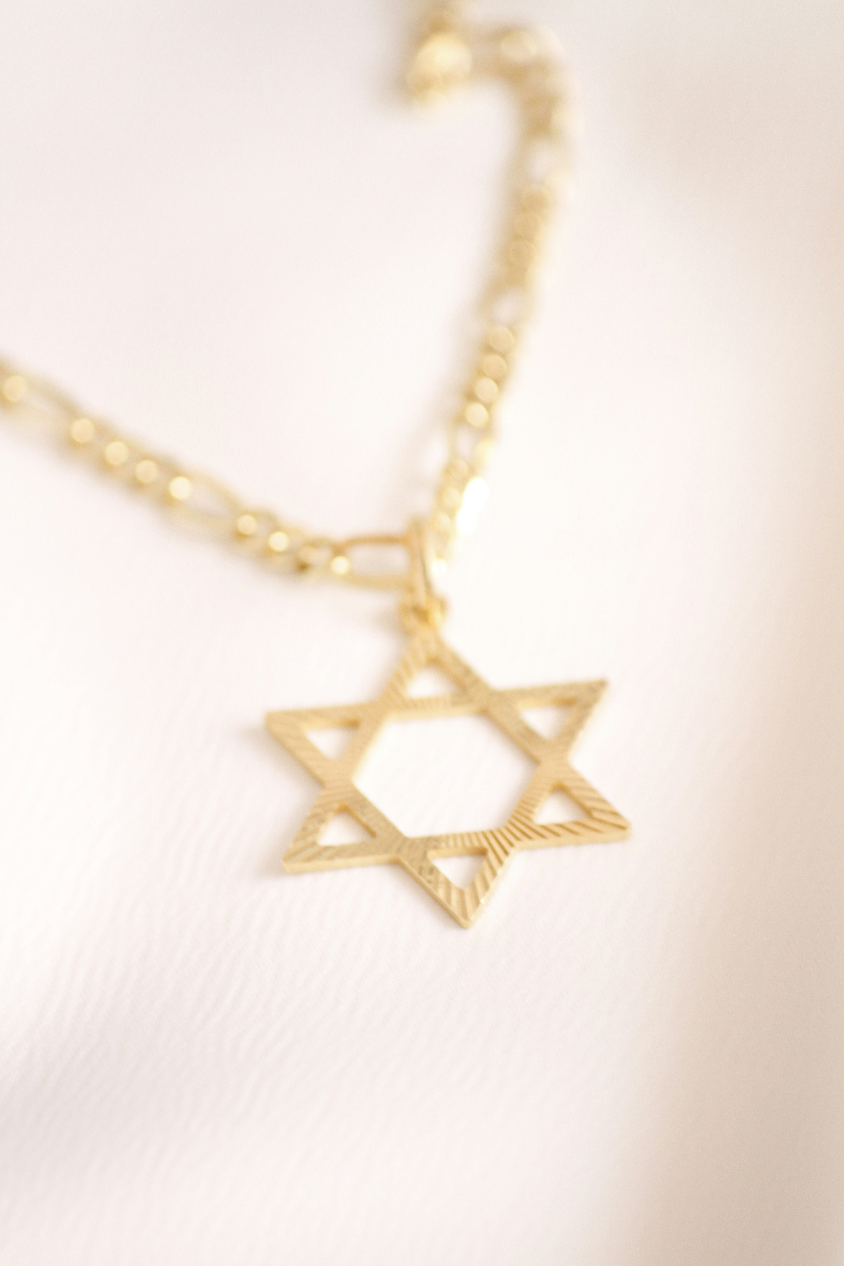 Gold Star: Star of David Pendant on Soft White Velvet