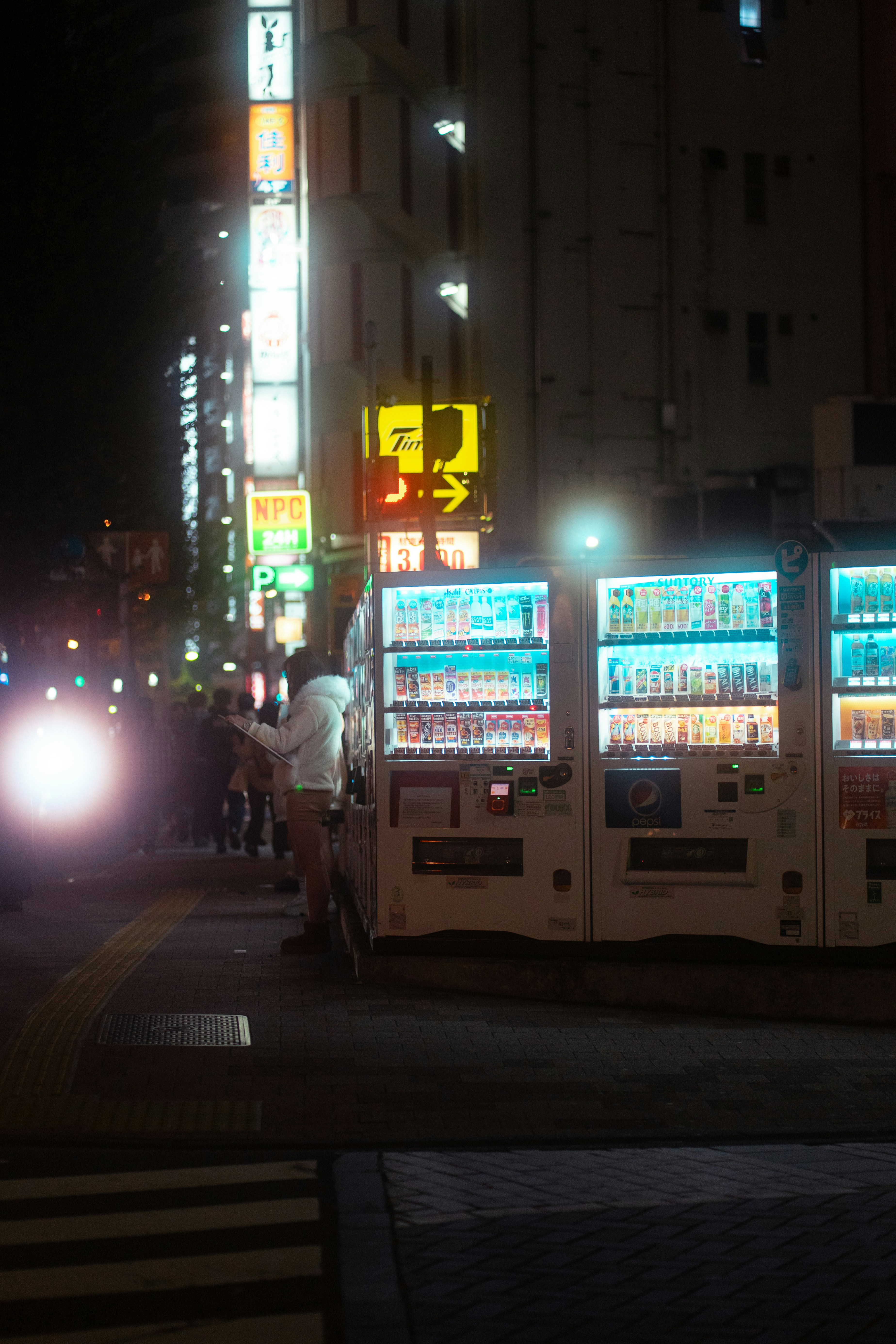 Neon Vending Glow: Night Street Reflections