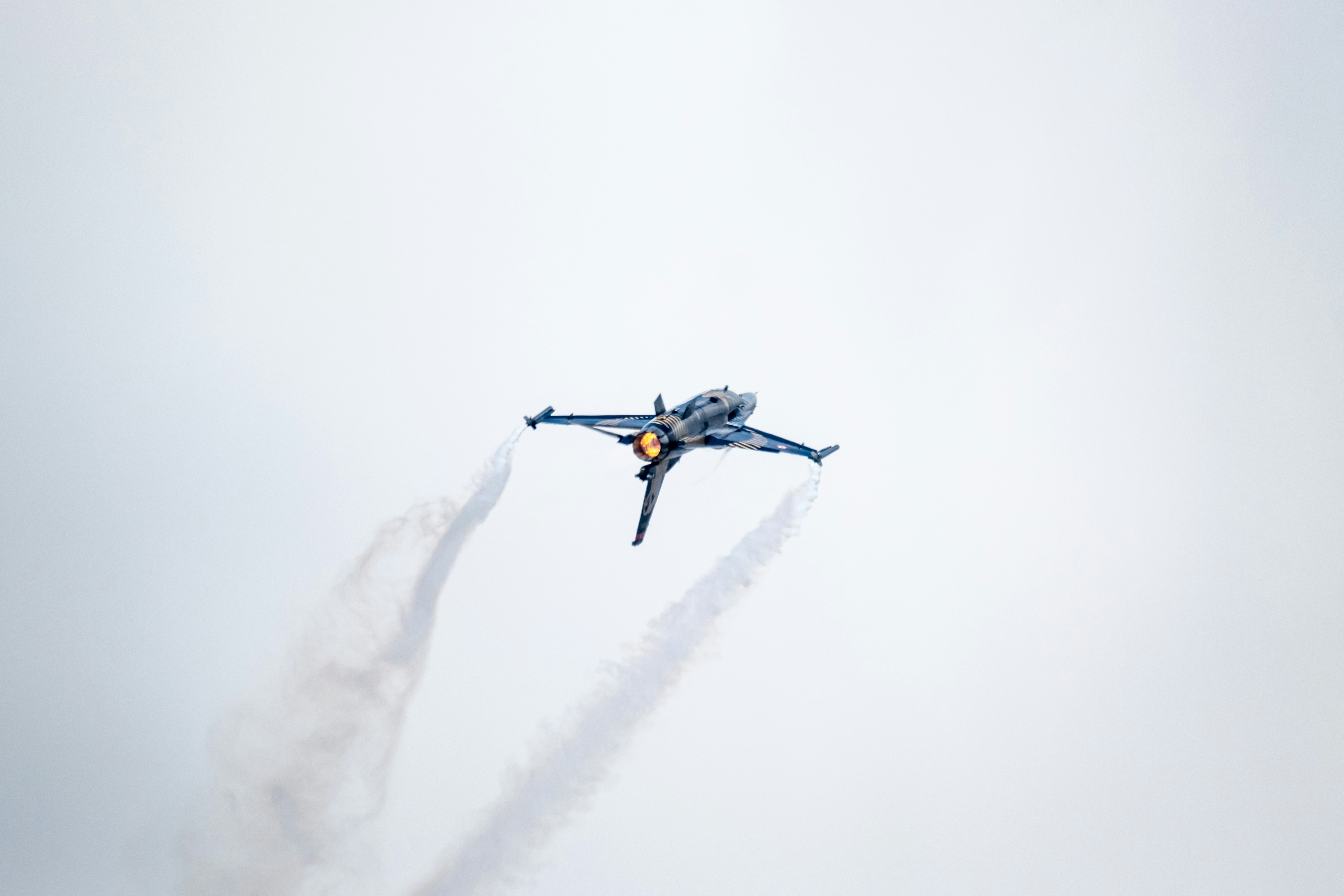 Blue Angel Break: Afterburner Trails in a Pale Sky