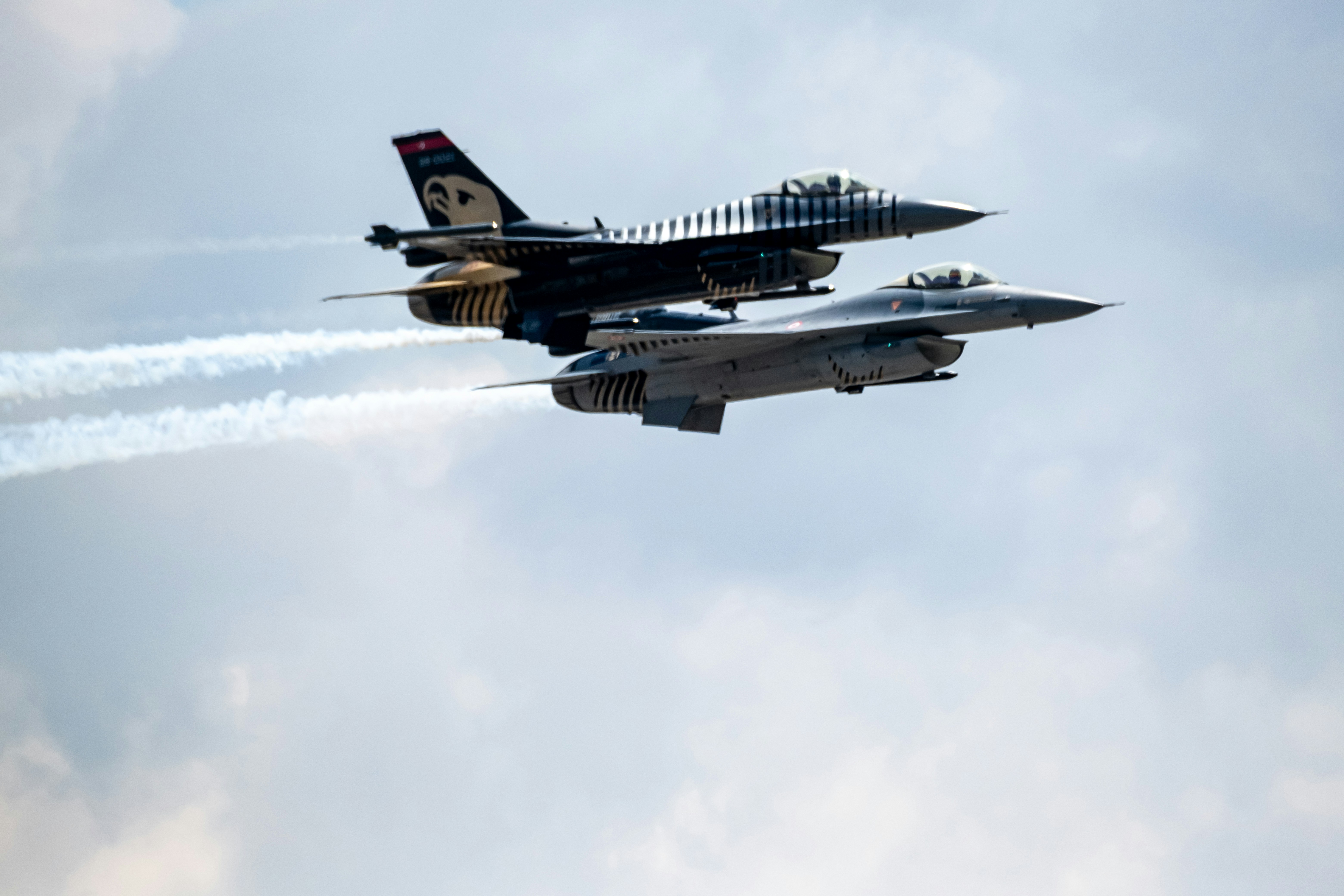 Dual F-15s in Level Aerobatics Over Cloudline