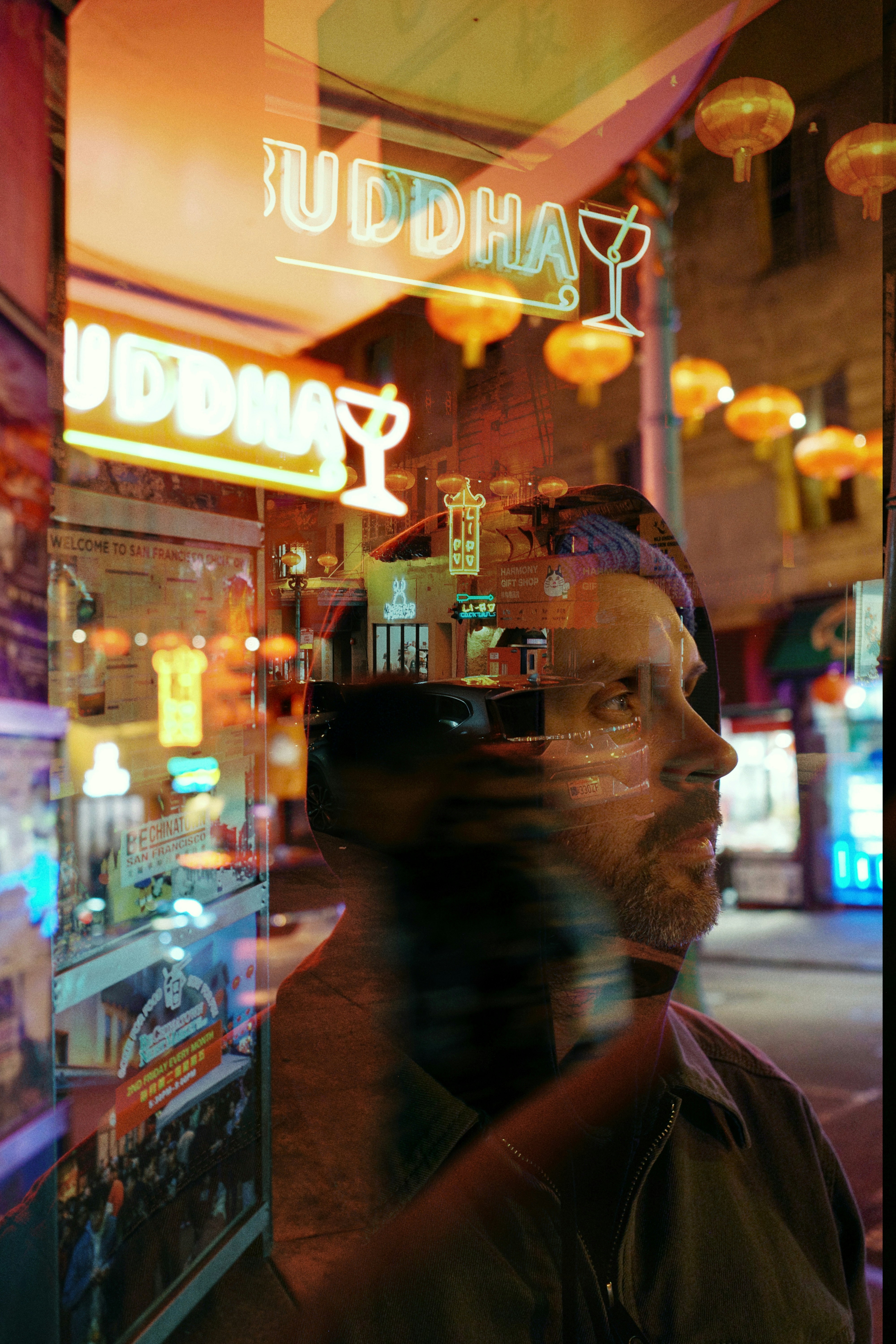 Neon Reflections: A Portrait Through the City Glow