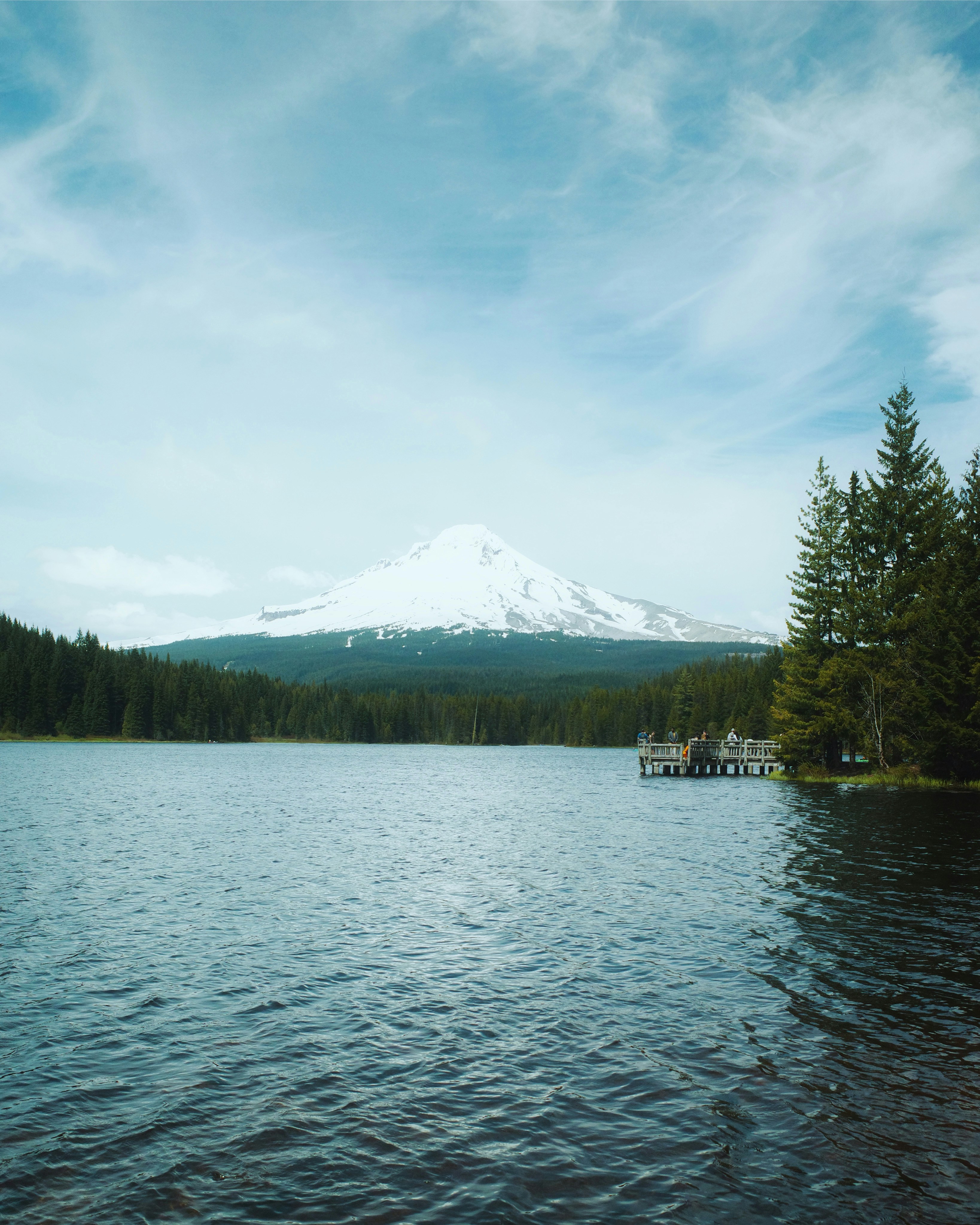 Snow-Capped Peak Across a Serene Lake