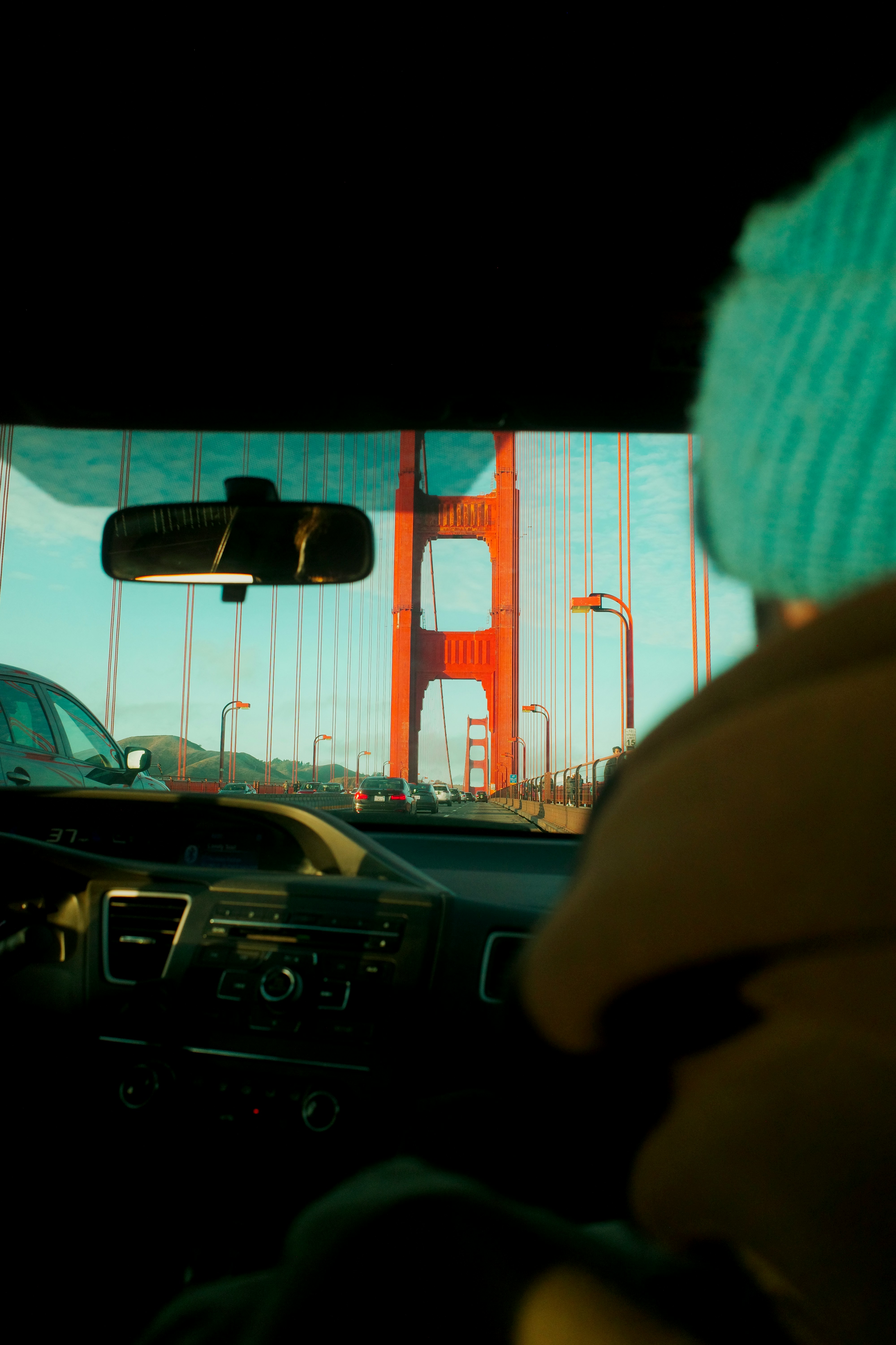 Bridge View from the Car: Golden Gate Perspective