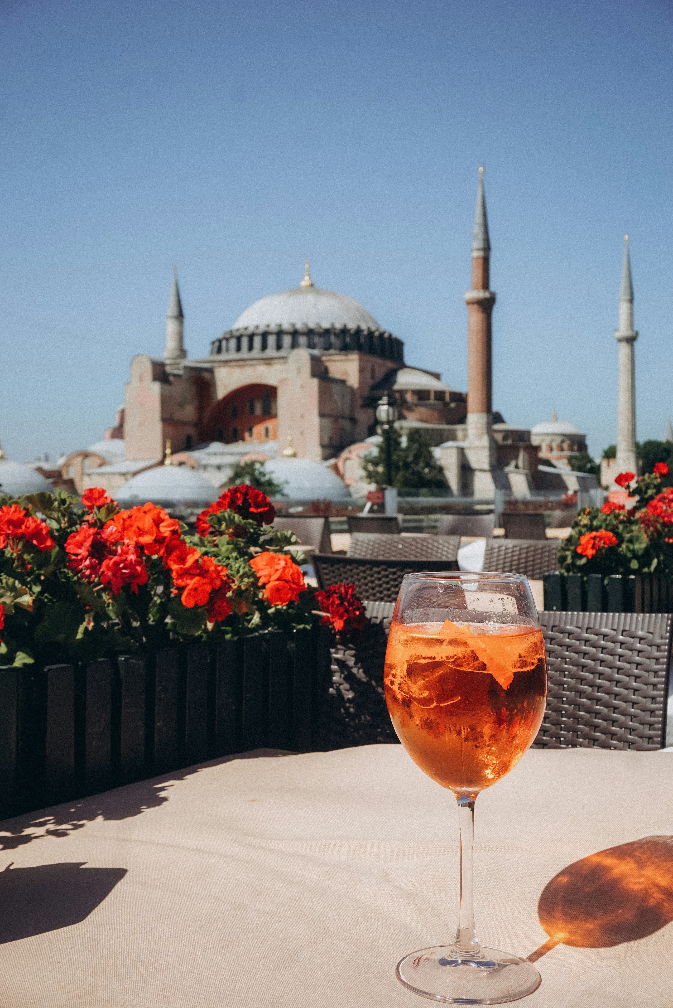 Citrus Sunset on a Turkish Terrace with Hagia Sophia in the Distance