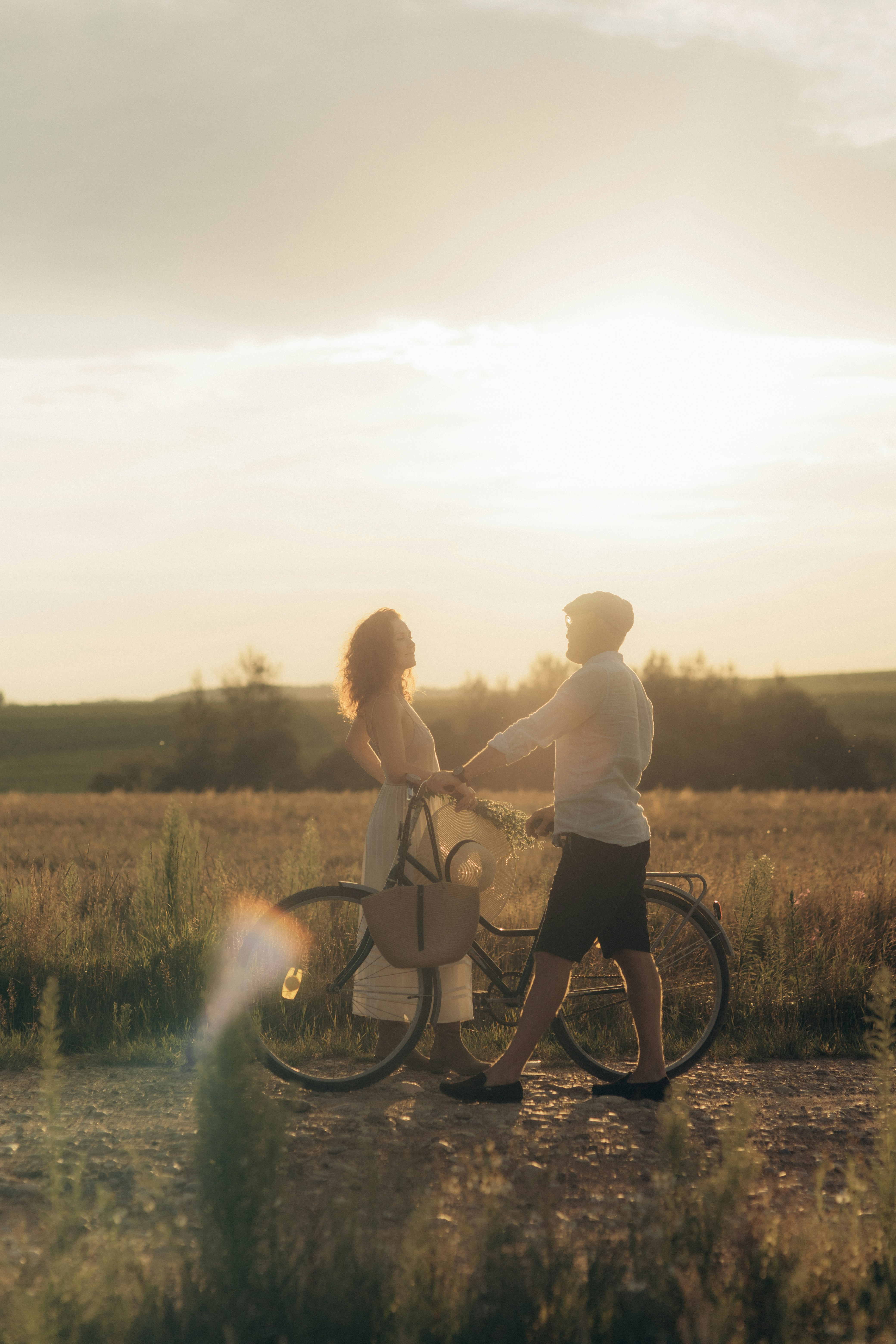 Golden Hour Vows: A Quiet Moment with a Bicycle