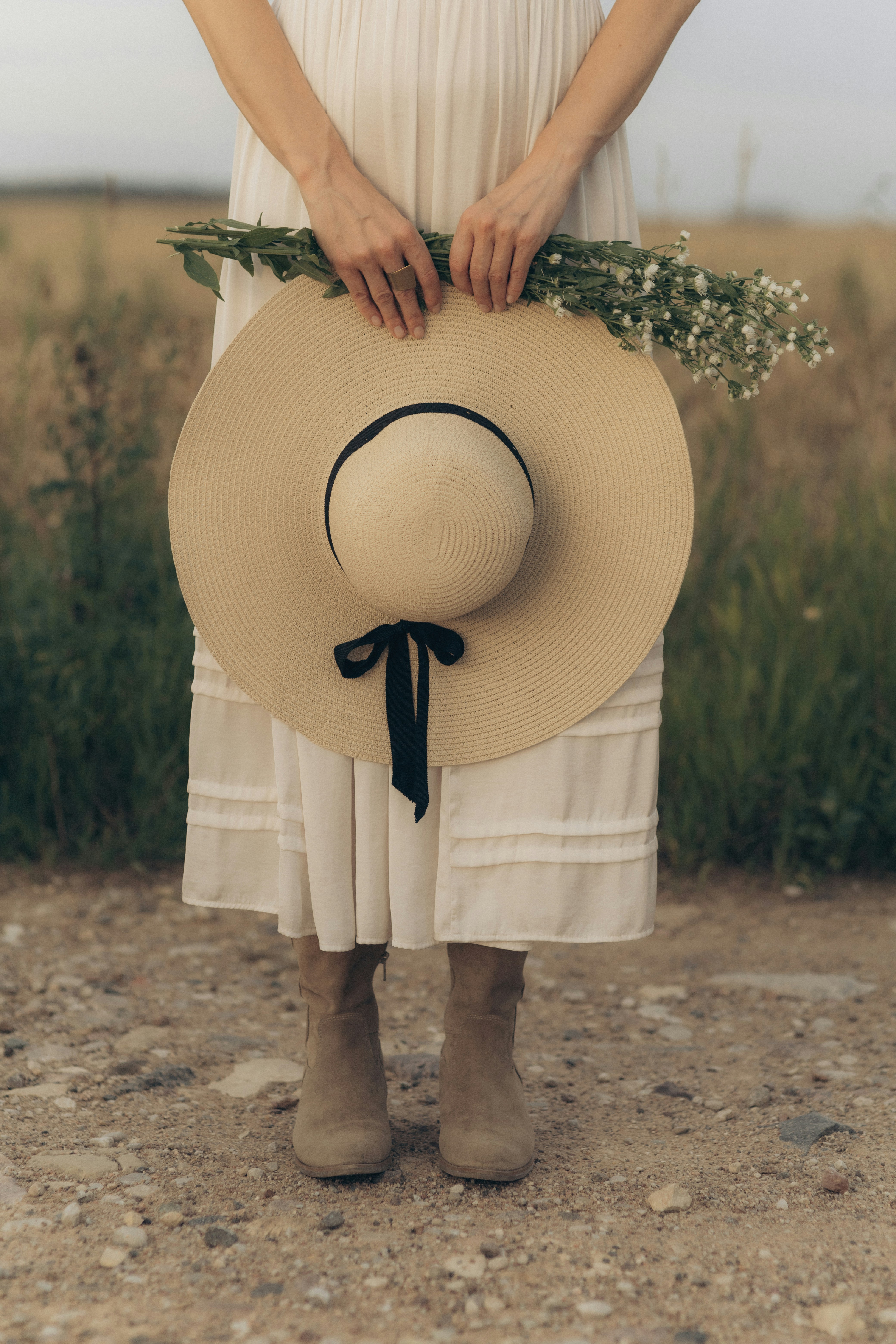 Field-Glow Veil: A Sunset-Warm Portrait in White