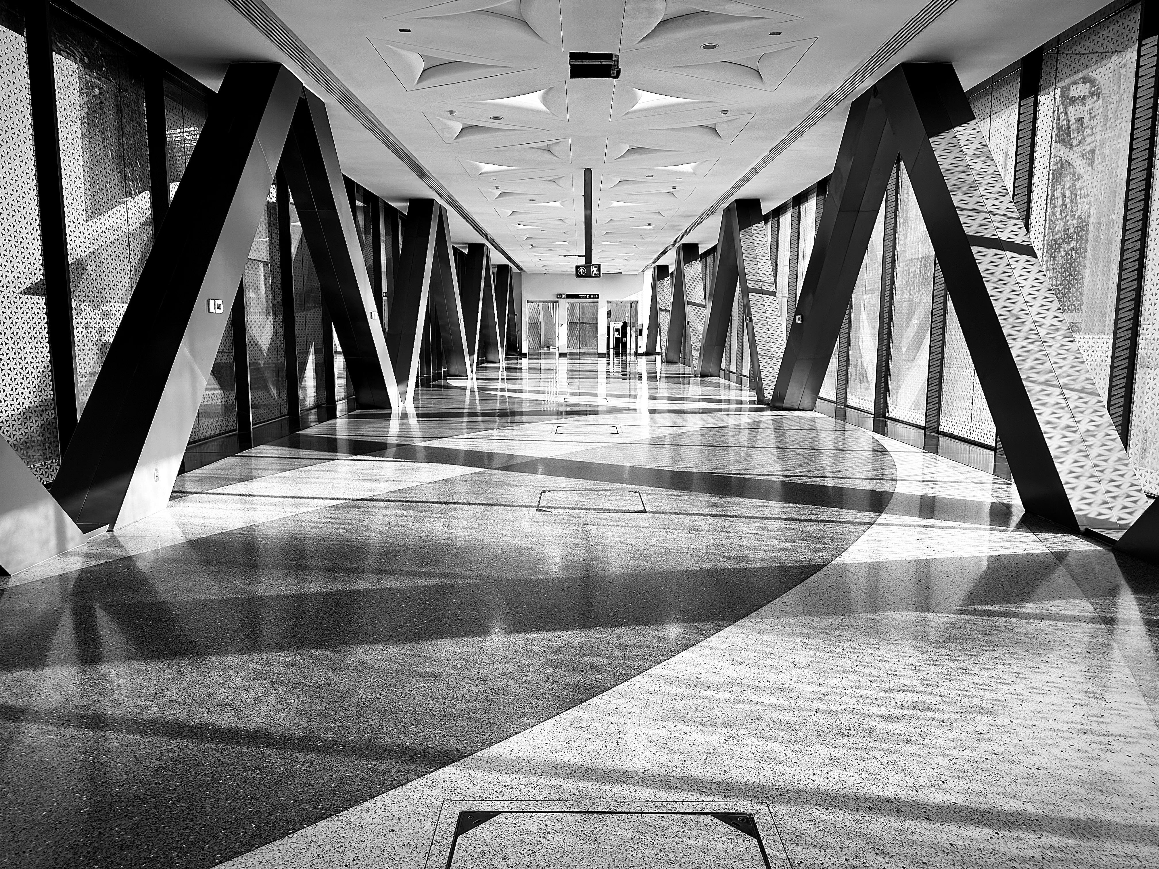 Monolithic Corridor: Sunlit Angles in a Bent Atrium
