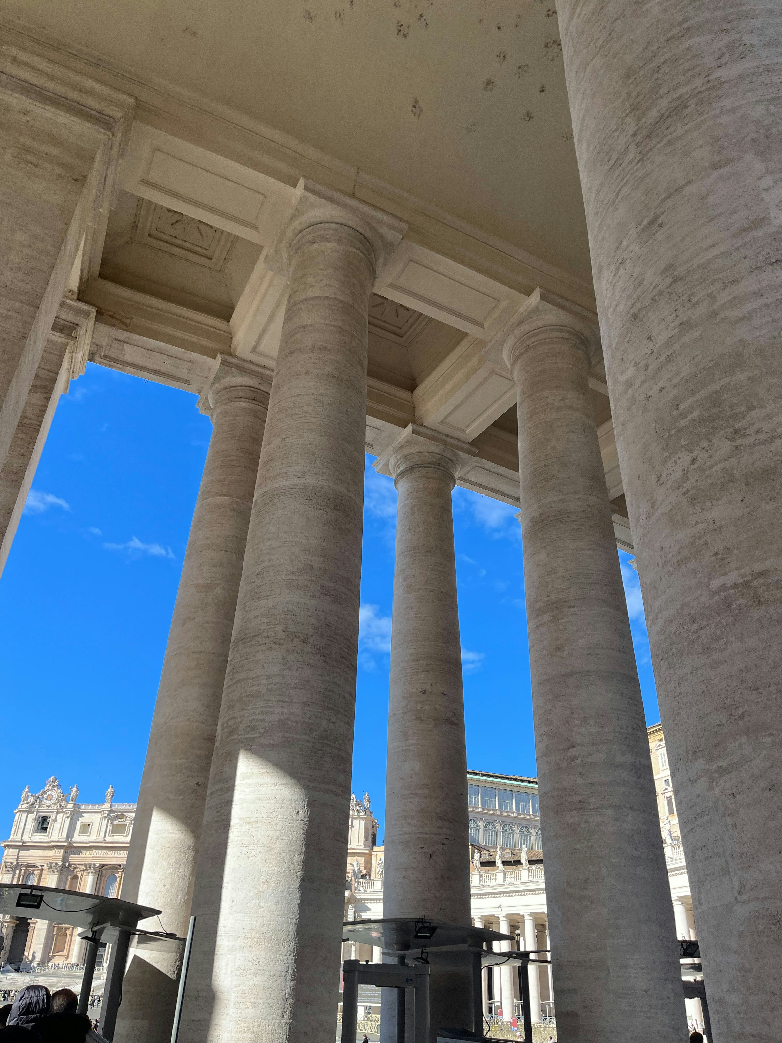 Colonnade Contrast: Blue Sky through Ancient Columns