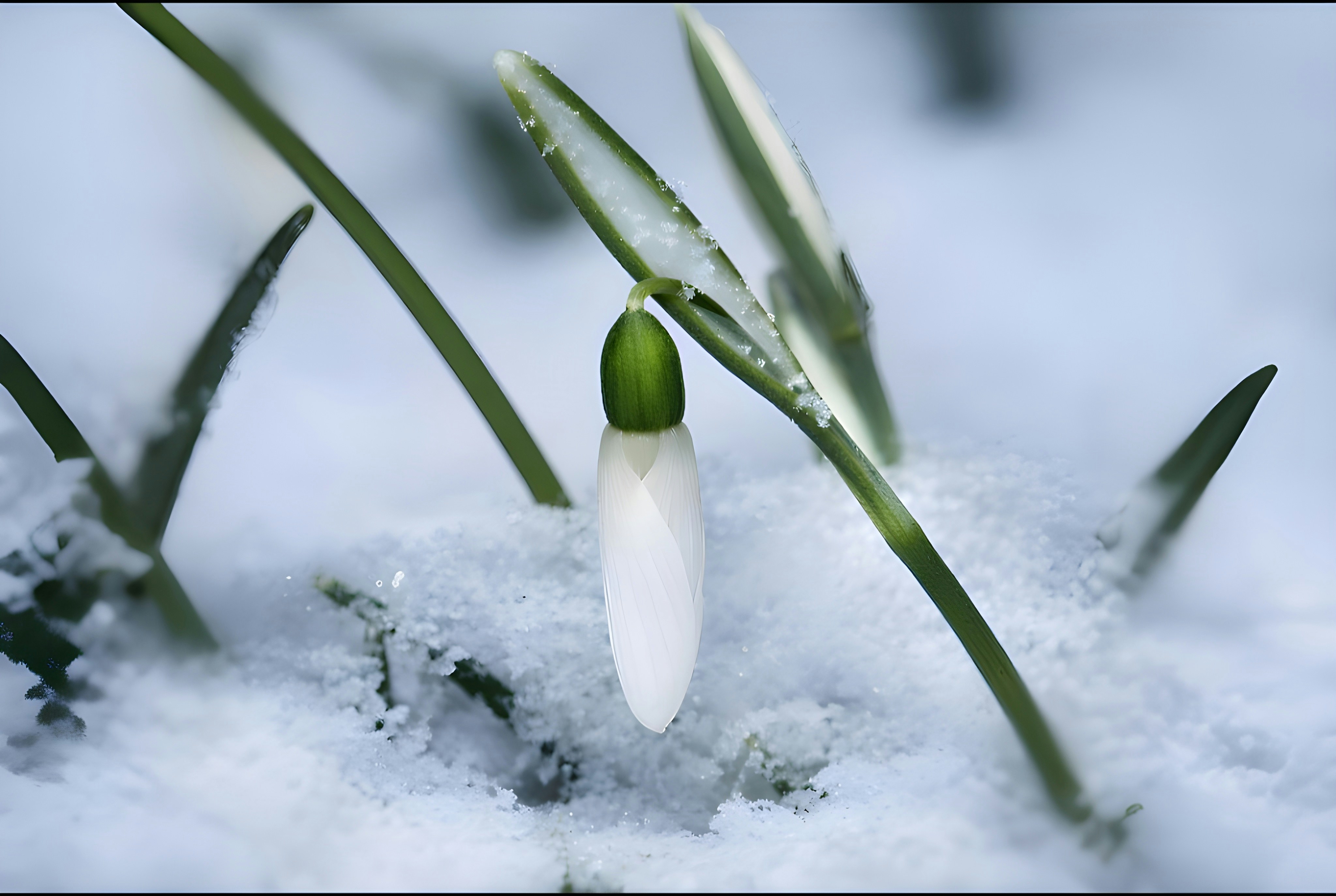 Winter Bloom: The Snowdrop with a Soft Snowveil