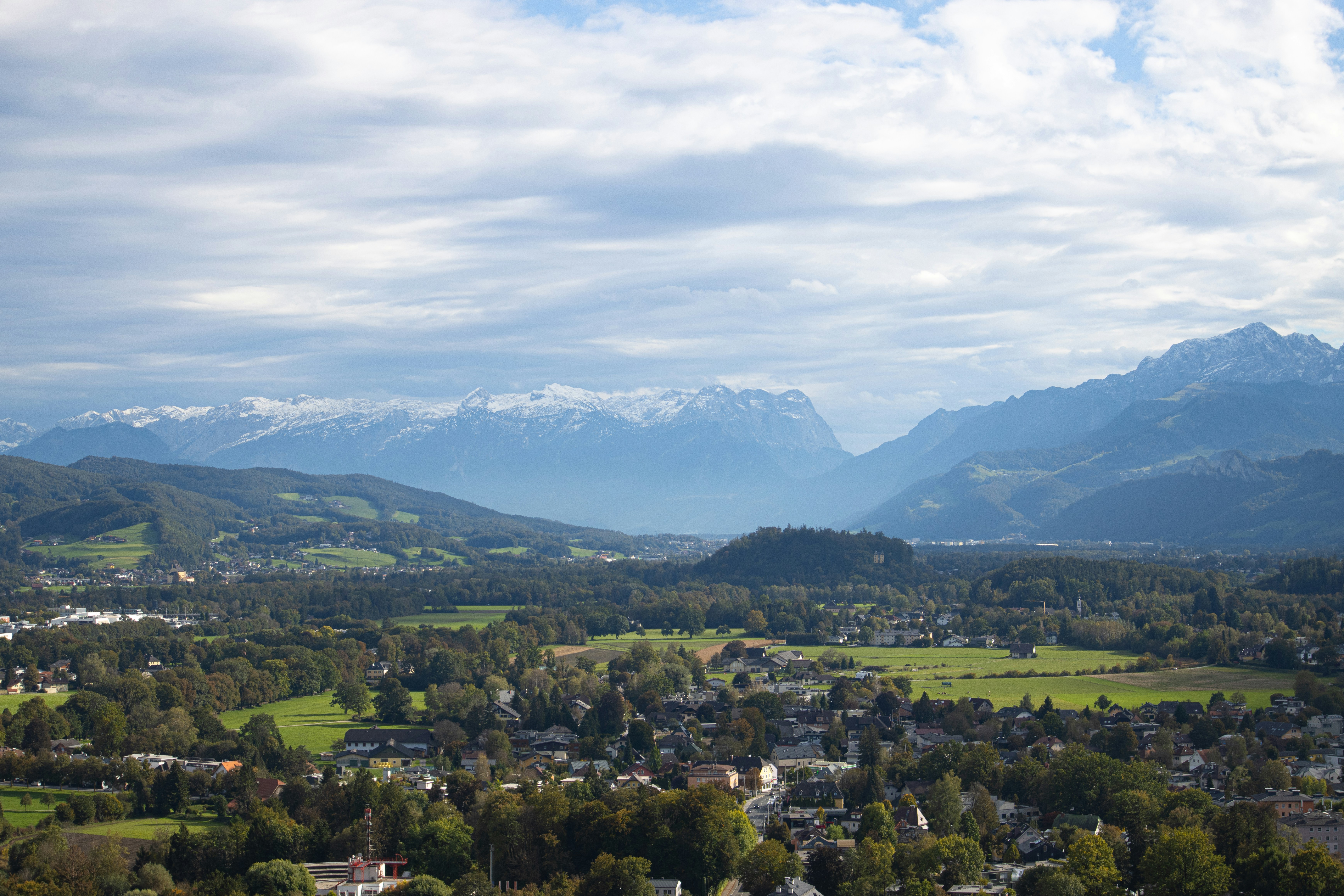 Valley Town Under Alpine Horizon