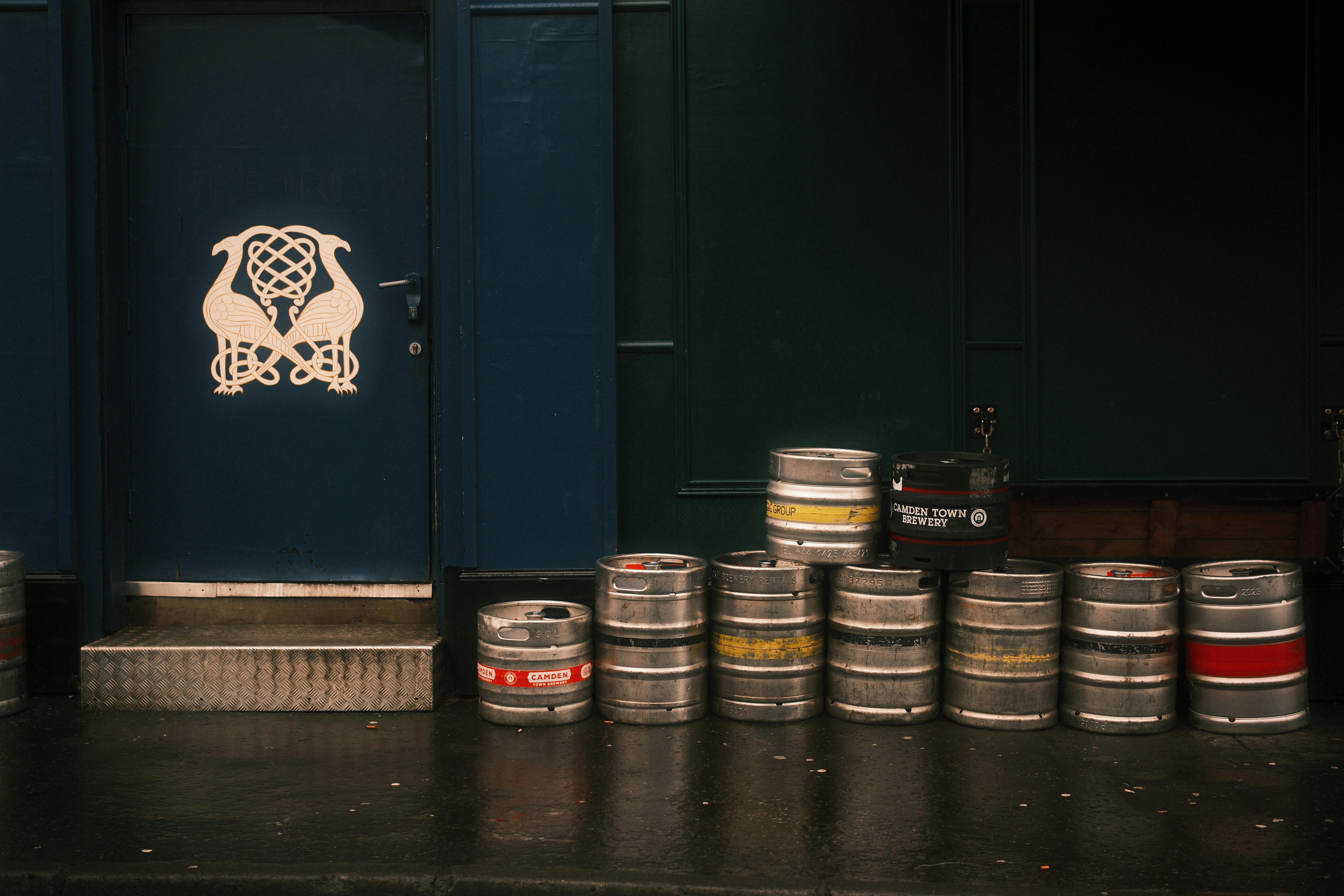 Barrel Row at the Backstage of a Quiet Bar