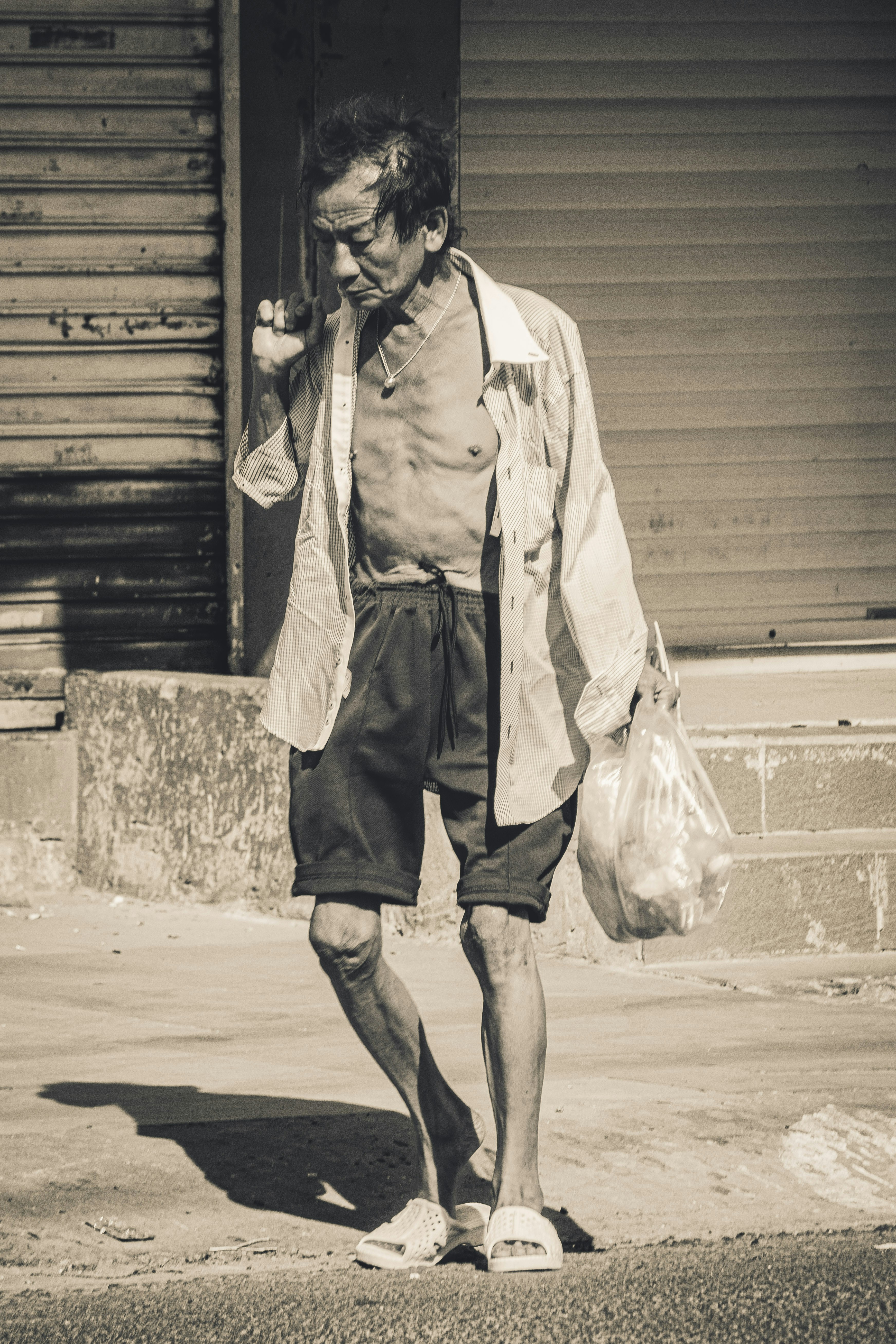 Urban Wanderer in Sepia Silence