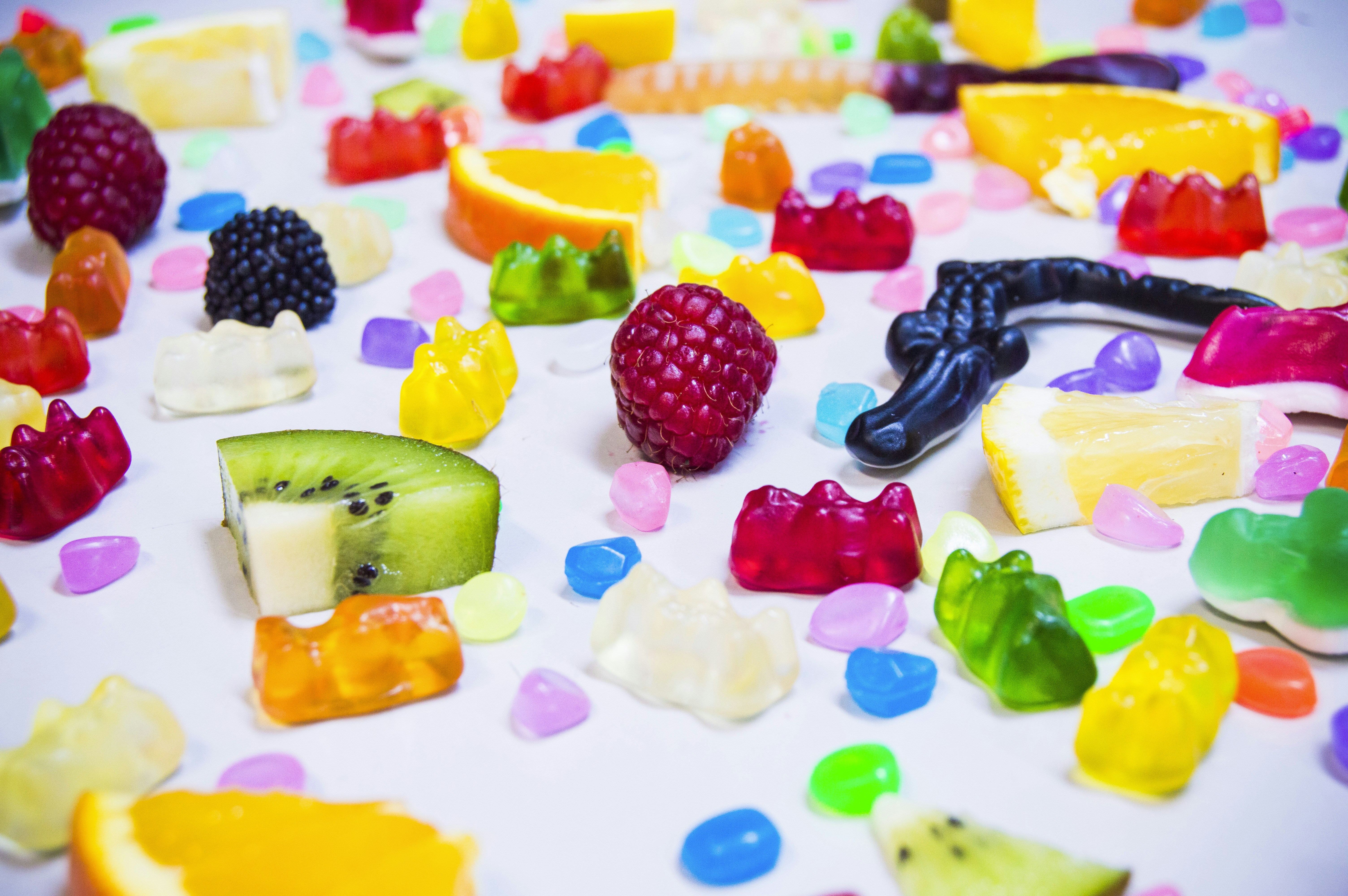 Candy Chaos: A Burst of Juicy Fragments Under Bright Studio Light