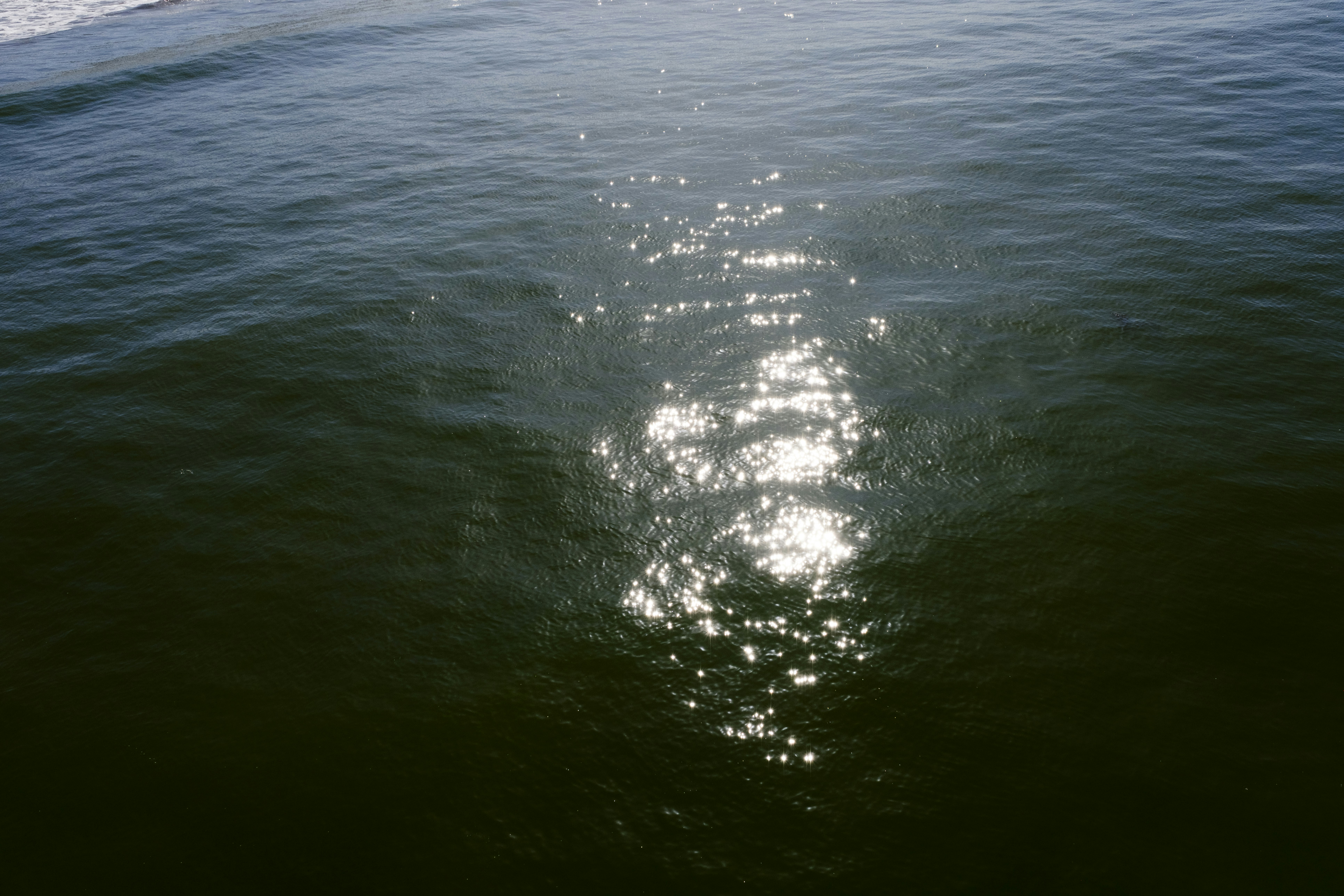 Glittering Wake: Sunlit Crest on a Quiet Ocean Surface