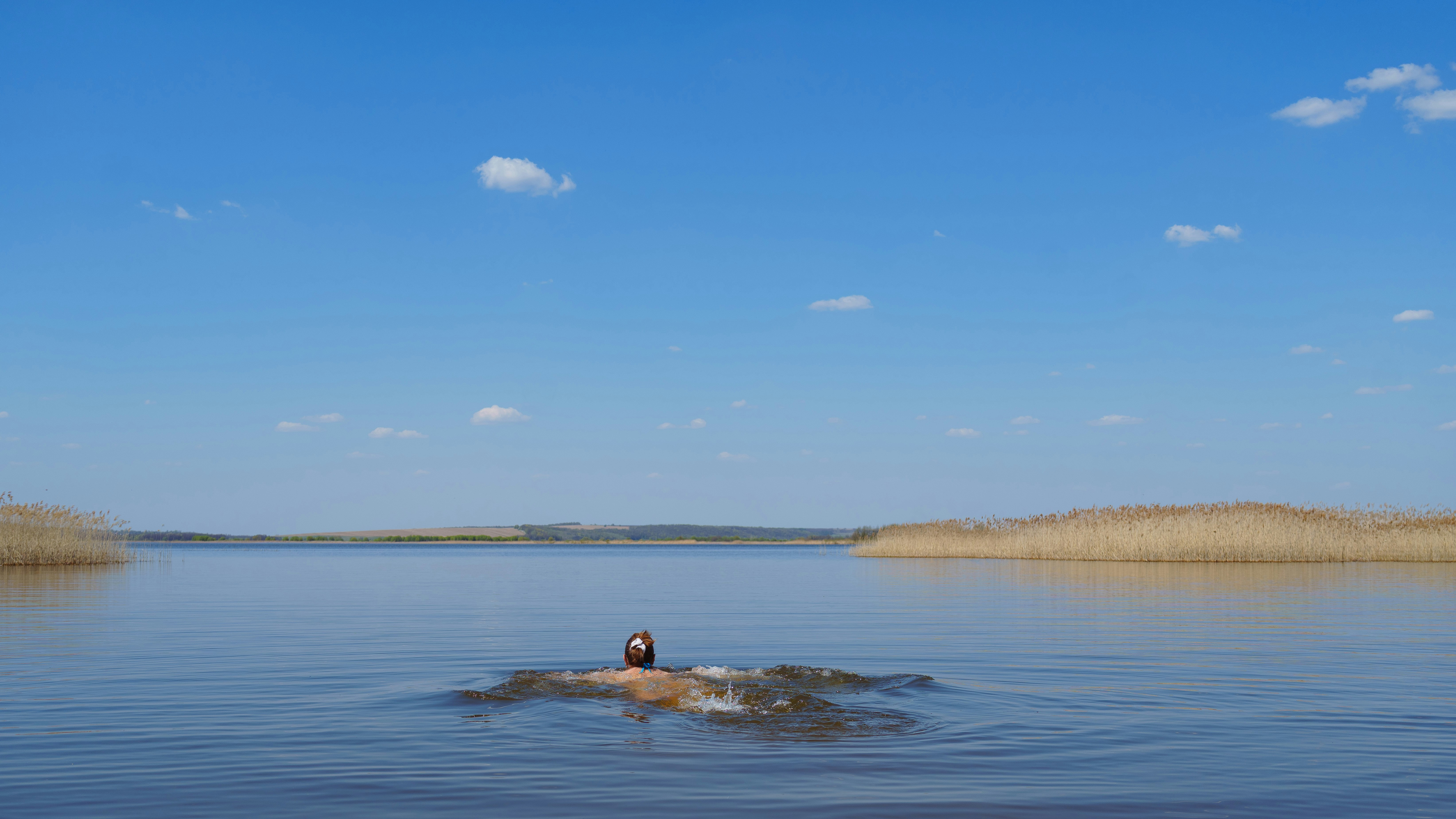 Midday Silence: A Surfer in a Wide Wetland