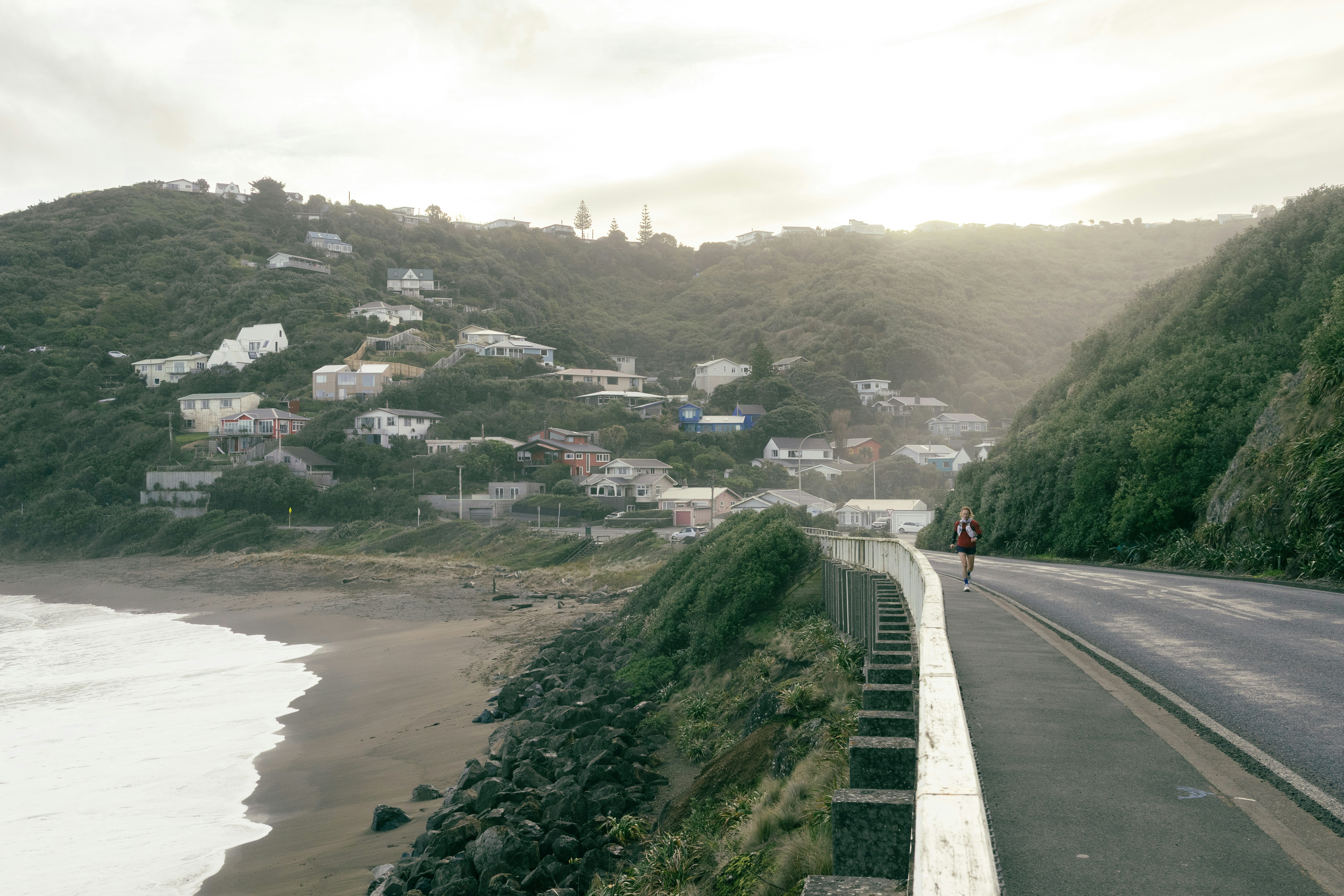 Coastal Road Between Village Promontories at Dusk