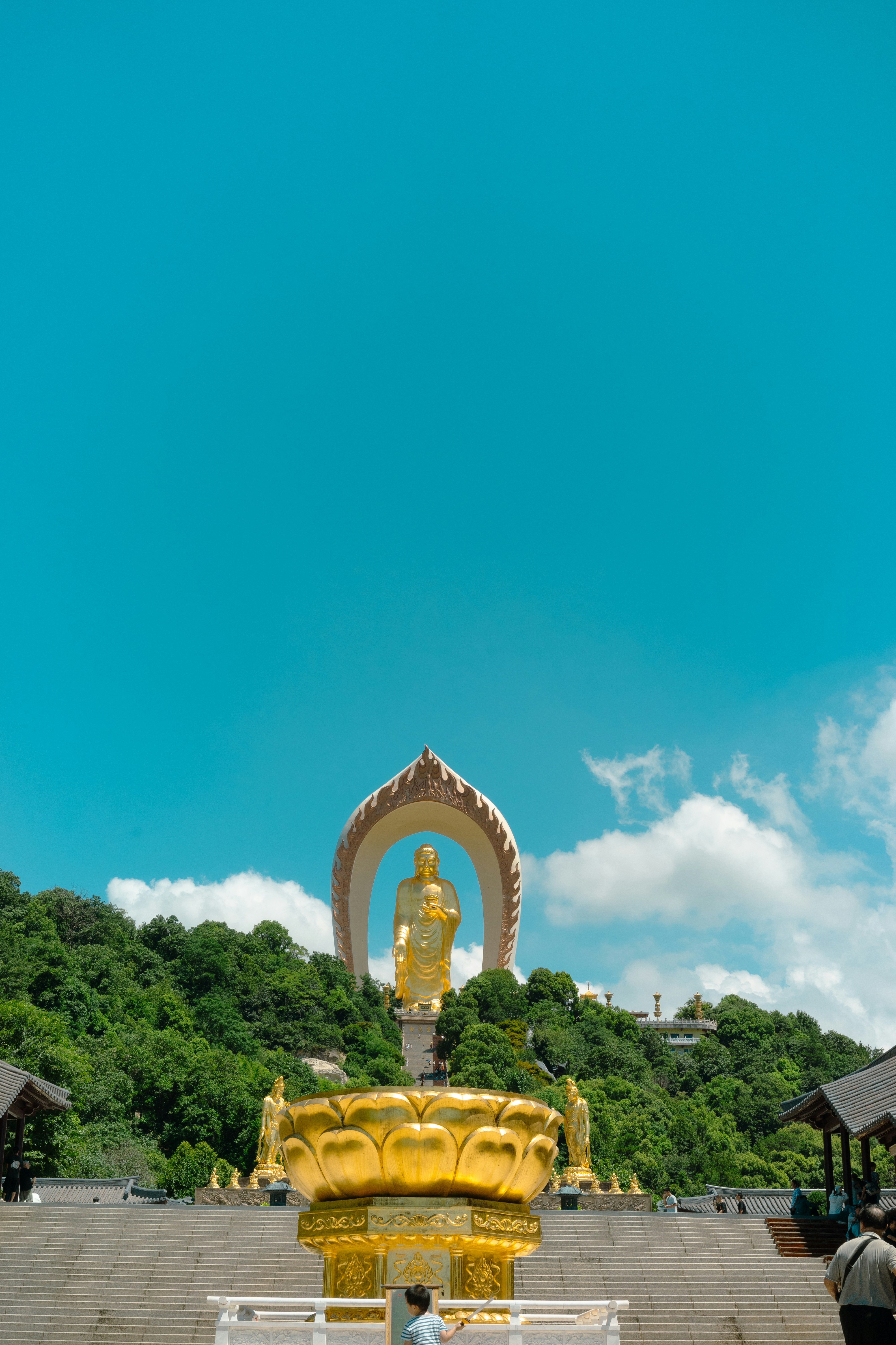 Golden Bodhisattva Rising Over Sacred Steps
